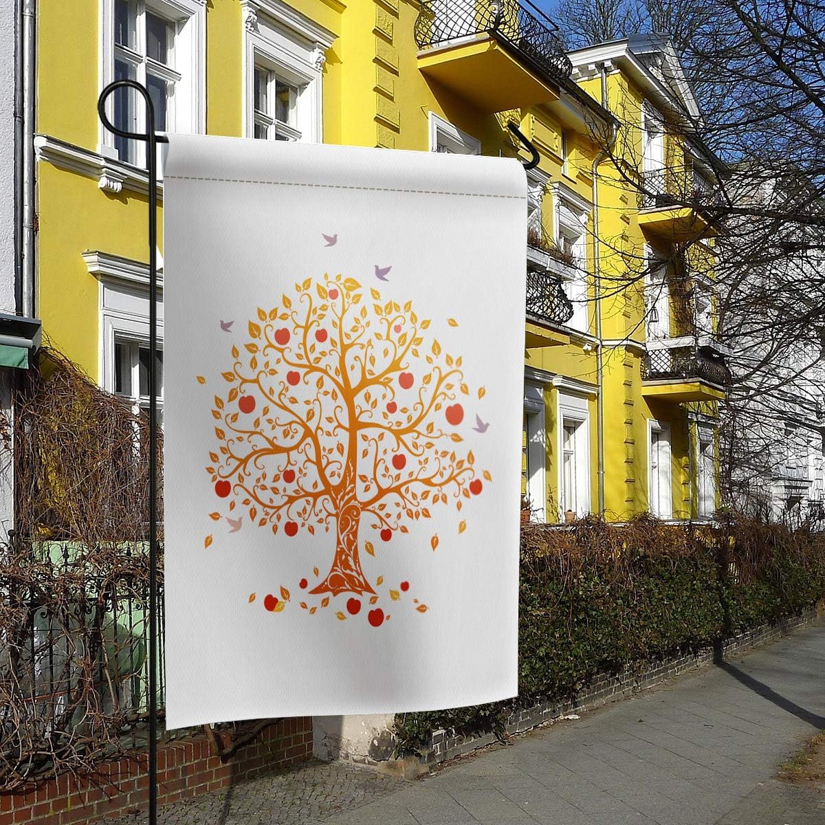 Garden Flags, Orange Life Tree And Flower Garden Flag, Yard Decorations ...