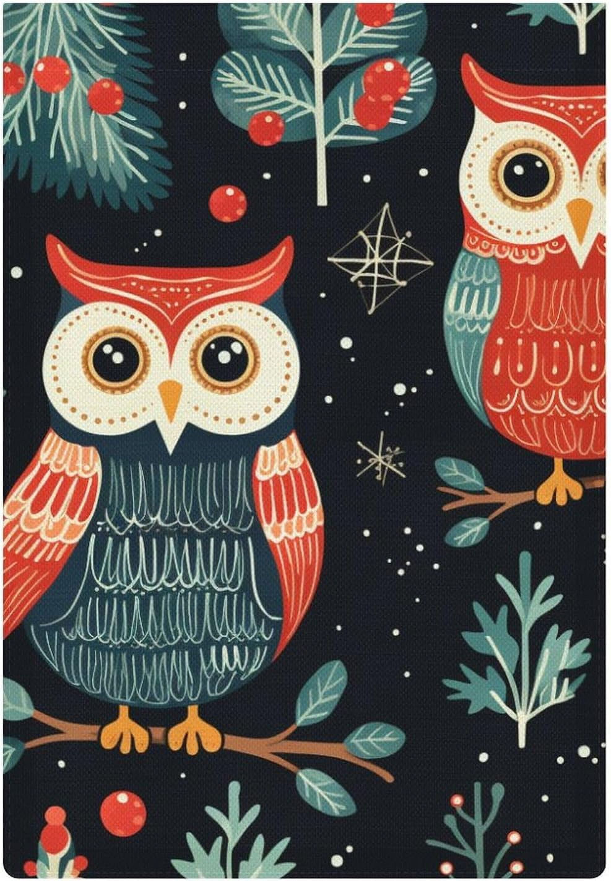 Garden Flags Owl Christmas Winter Season Garden Flag 30x45 cm Double ...