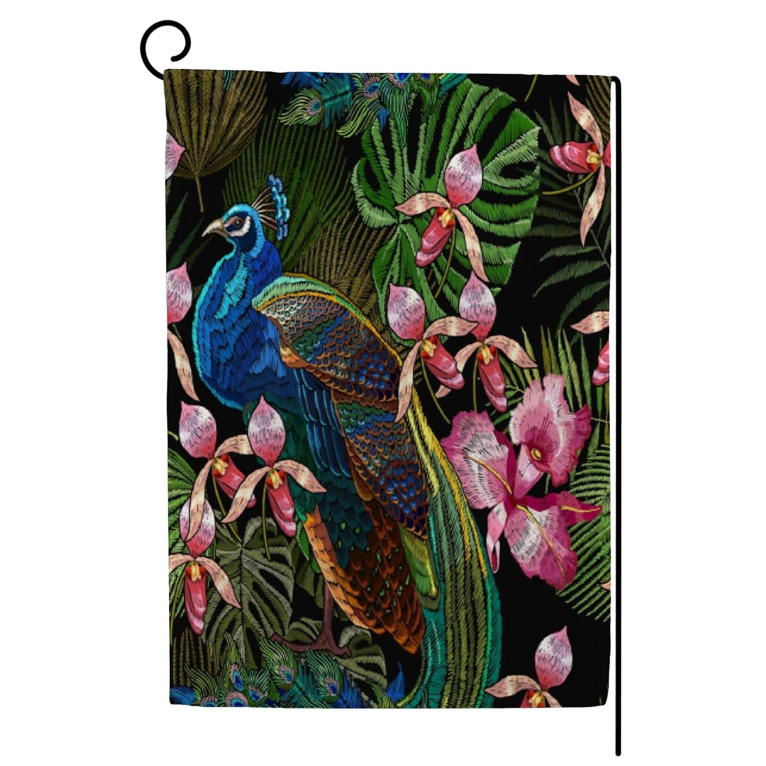 Garden Flags Peacocks Orchid Exotic Tropical Flowers Yard Flag for ...