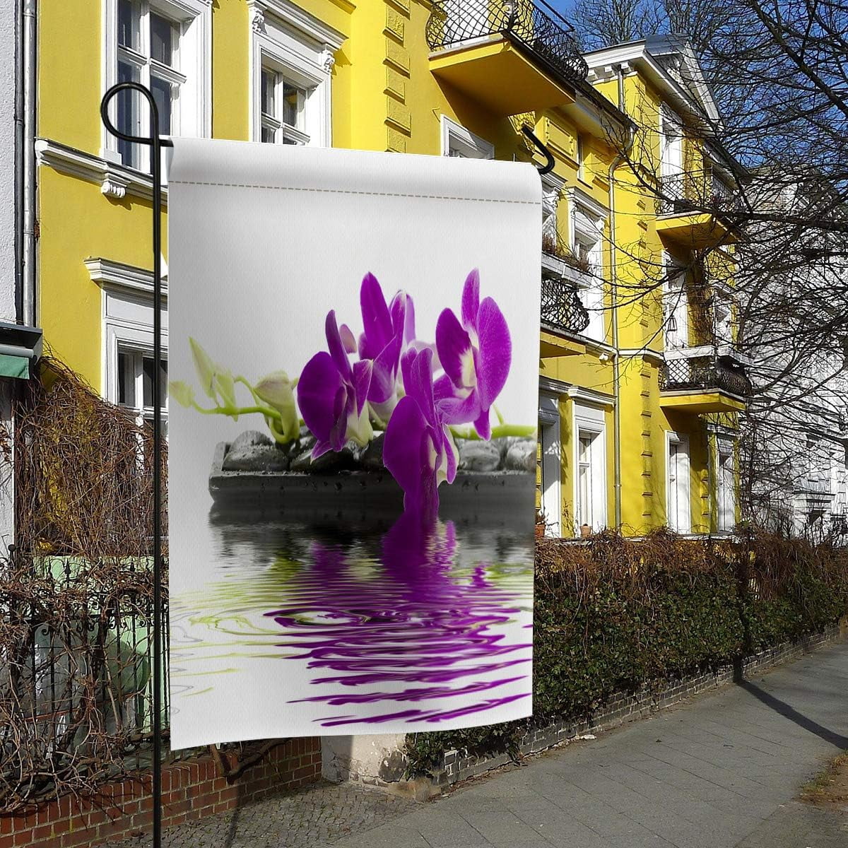 Garden Flags, Purple Orchid On Slate Garden Flag, Yard Decorations ...