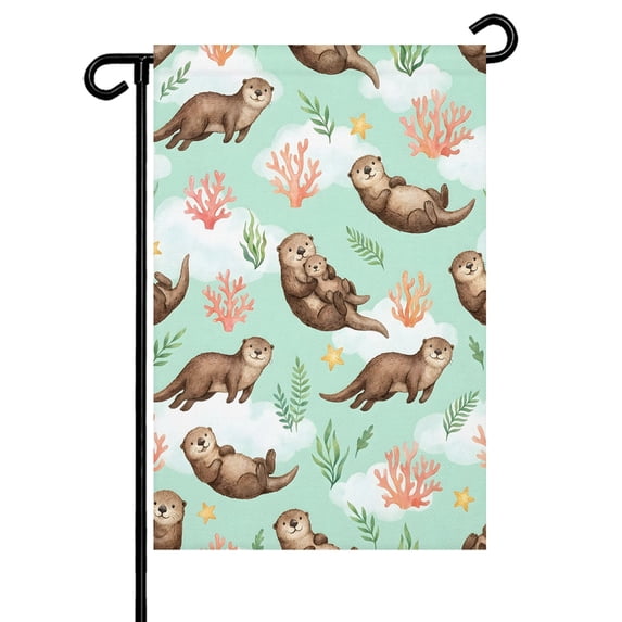 Garden Flags Sea Otters Garden Flag Double Sided Welcome Flag Green ...