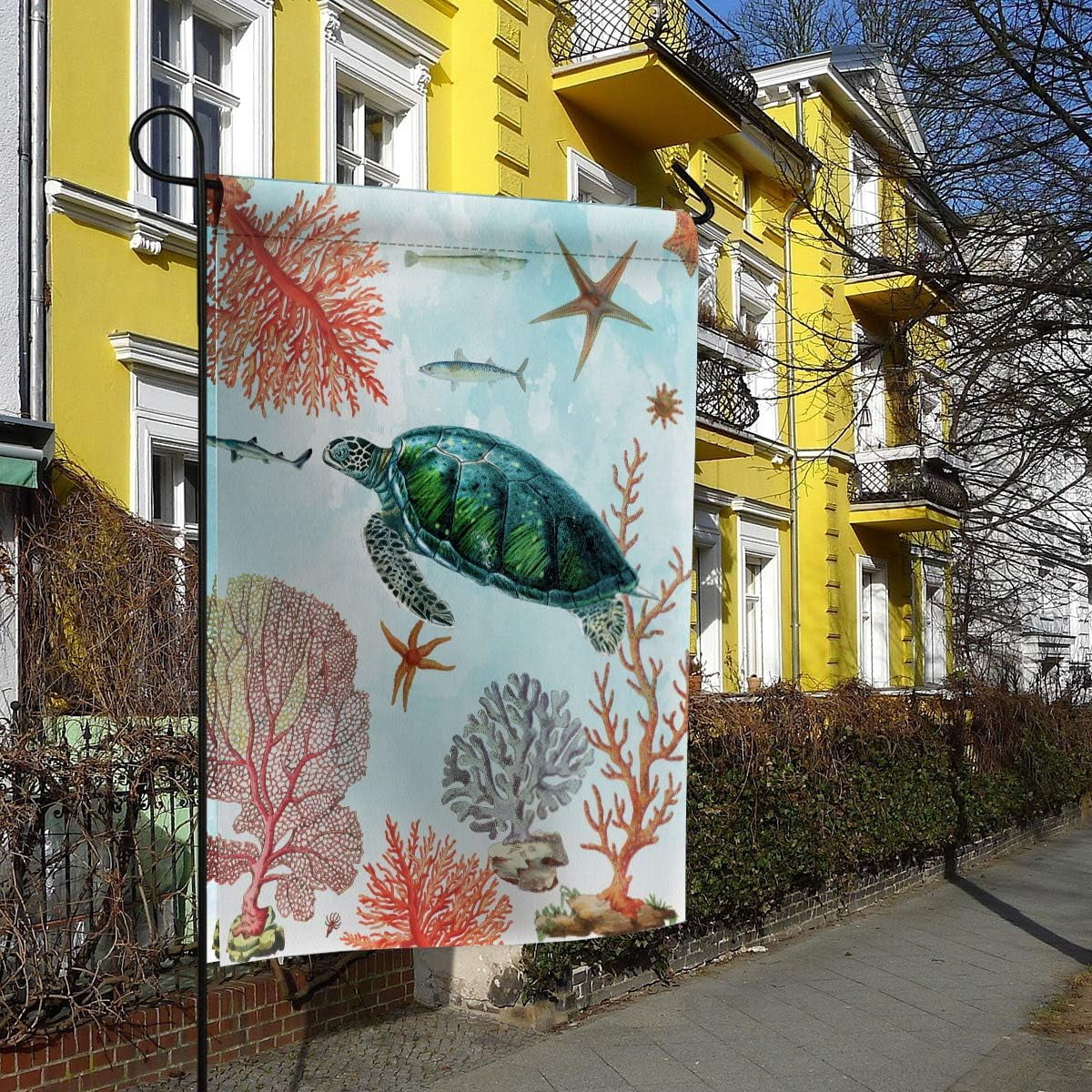 Garden Flags, Sea World Theme Turtle Sailing In The Sea Garden Flag ...