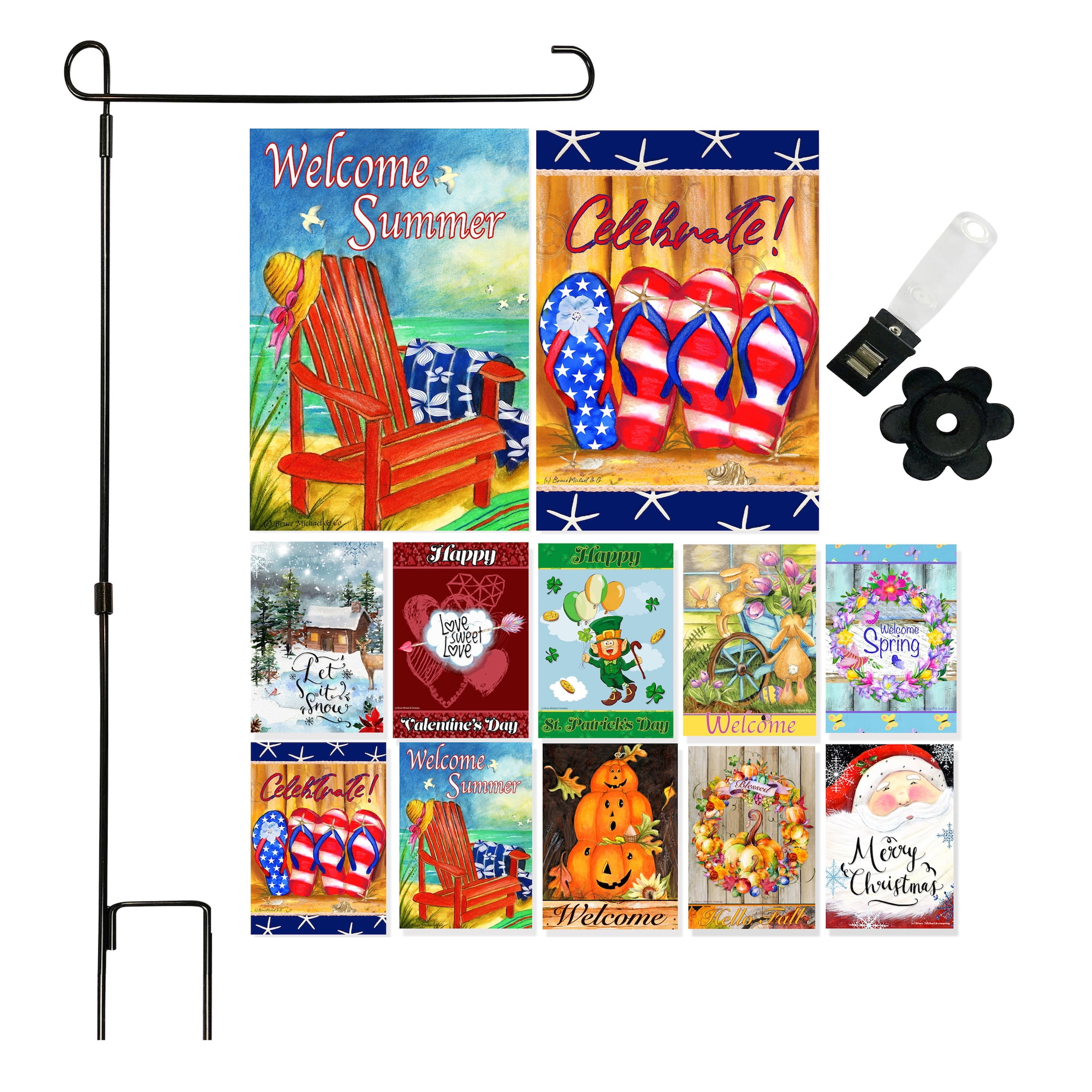 Garden Flags (Set of 10) 12"W x 18"L Double Sided Flags for Outdoors ...