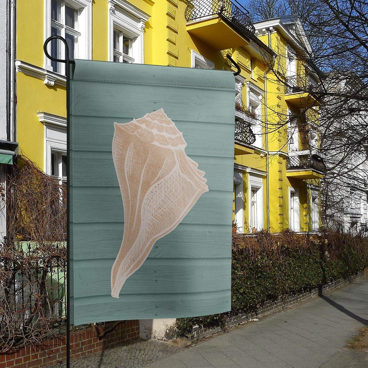 Garden Flags, Shell On Blue Wood Garden Flag, Yard Decorations Outdoor ...