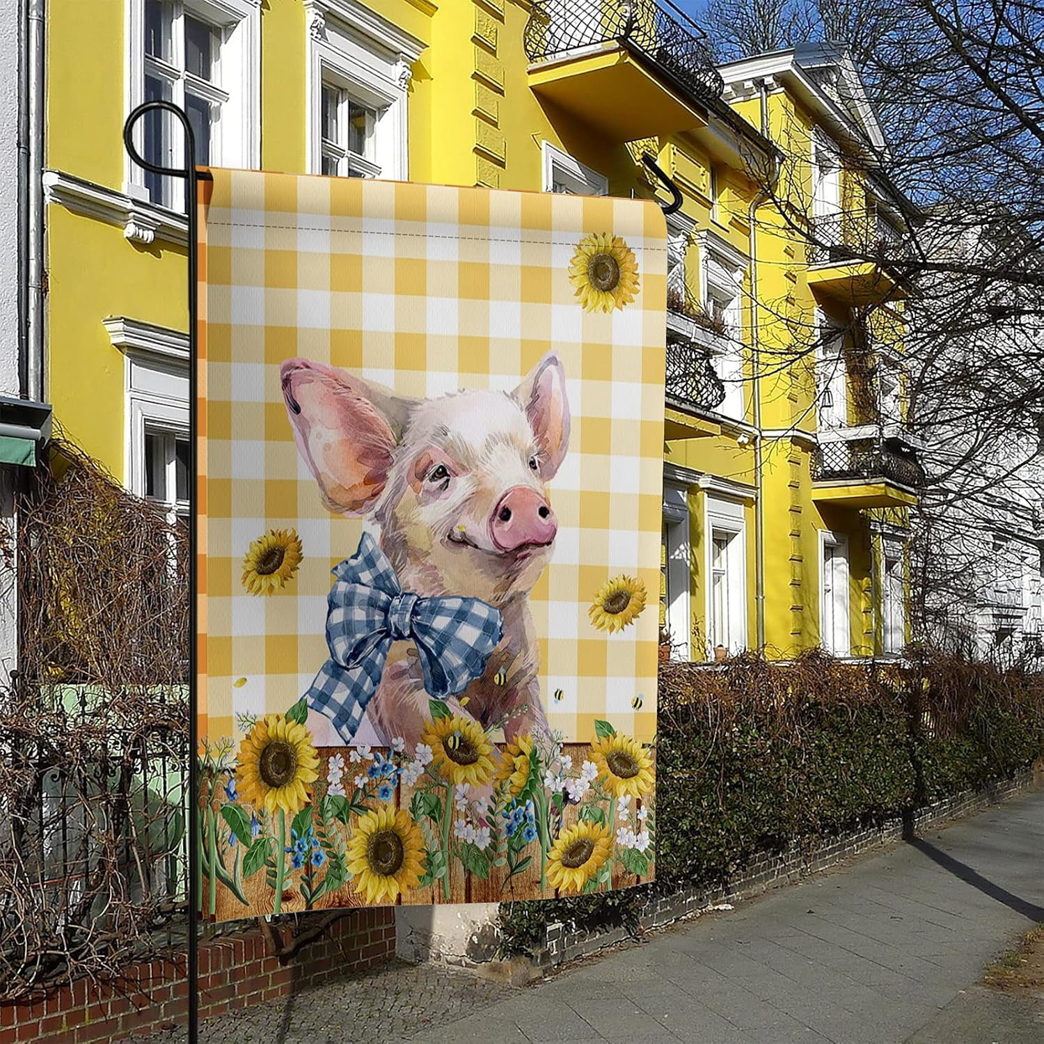 Garden Flags, Sunflower Farm Animal Pig Garden Flag, Yard Decorations ...