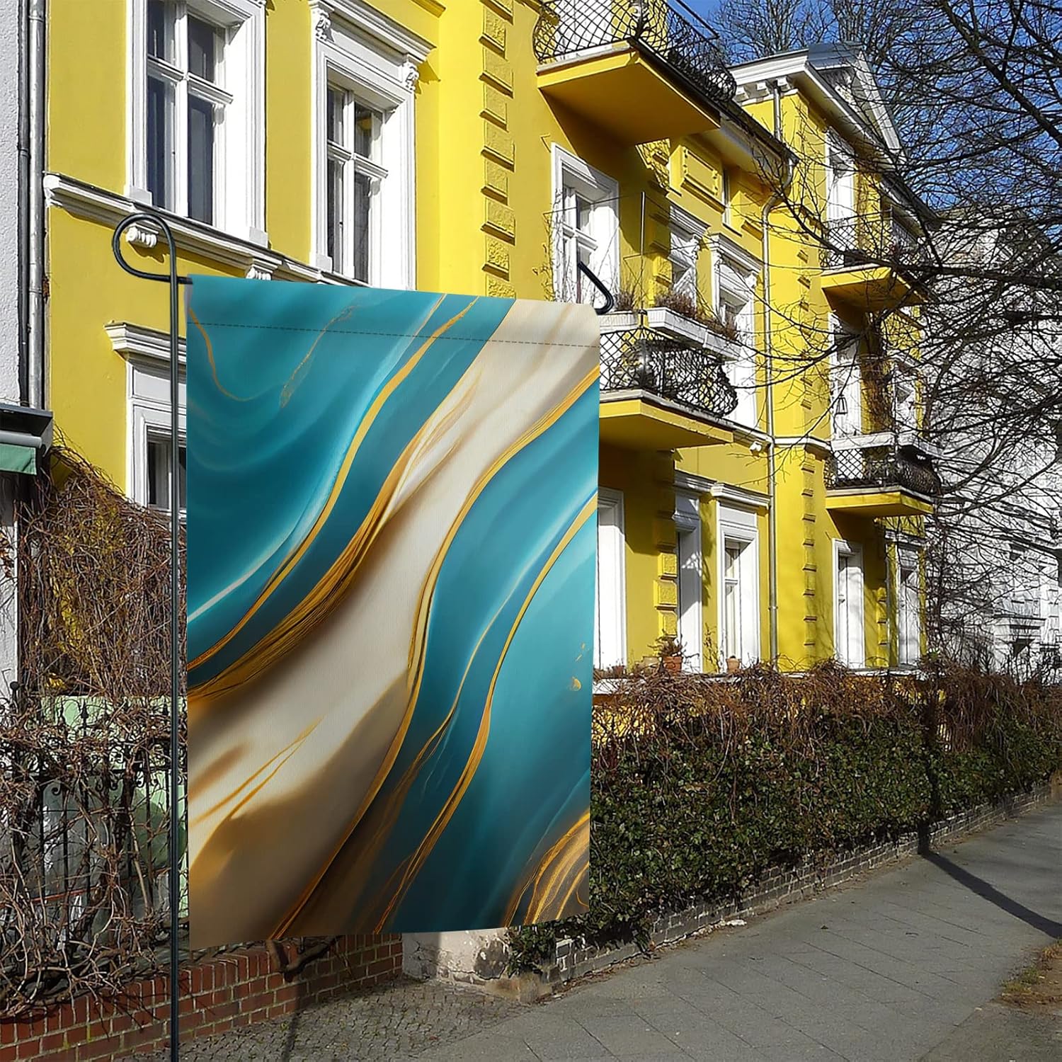 Garden Flags, Teal And Gold Marble Garden Flag, Yard Decorations ...