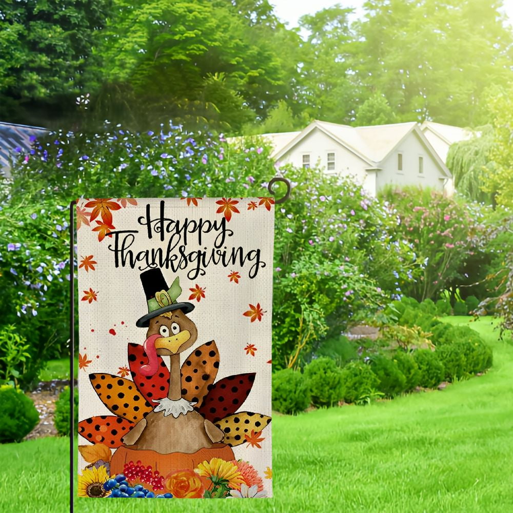 Garden Flags , Thanksgiving Flag Double Sided Decorative Turkey Fall ...