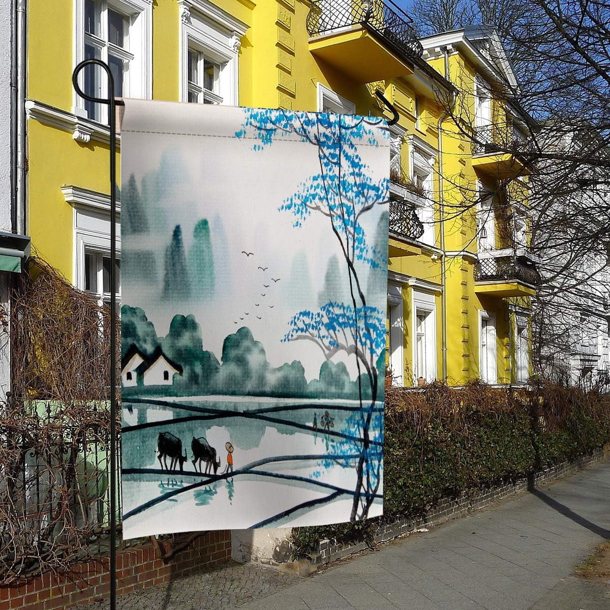 Garden Flags, Watercolor Landscape Chinese Style Garden Flag, Yard ...