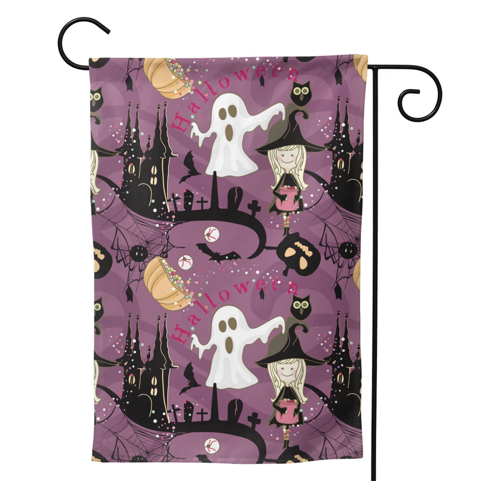 Garden Flags- halloween witch cartoon Double Sided 28 x 40 Inch Yard ...
