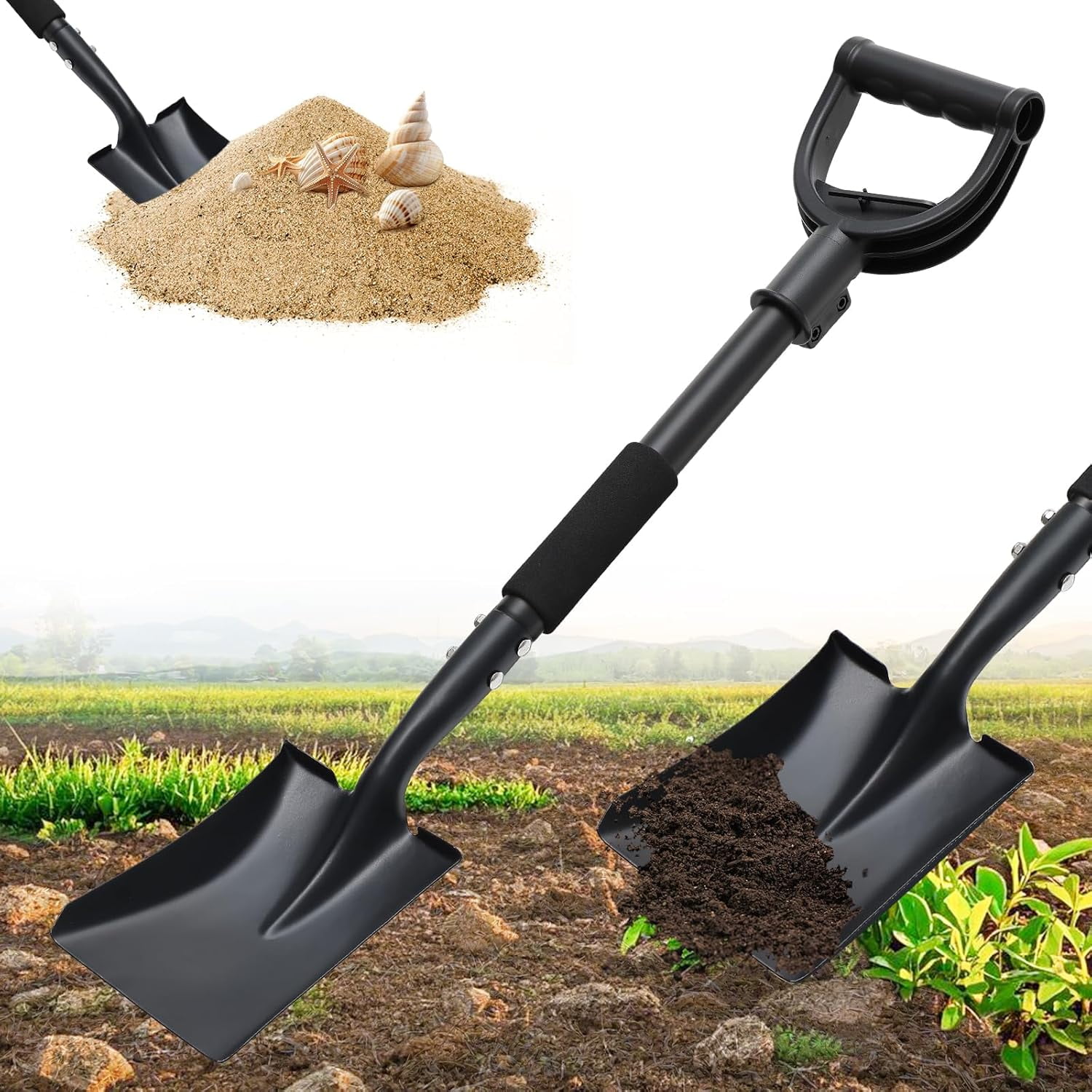 Garden Flat Shovel, 31 Inch Small Metal Square Shovel for Lawn Edging ...