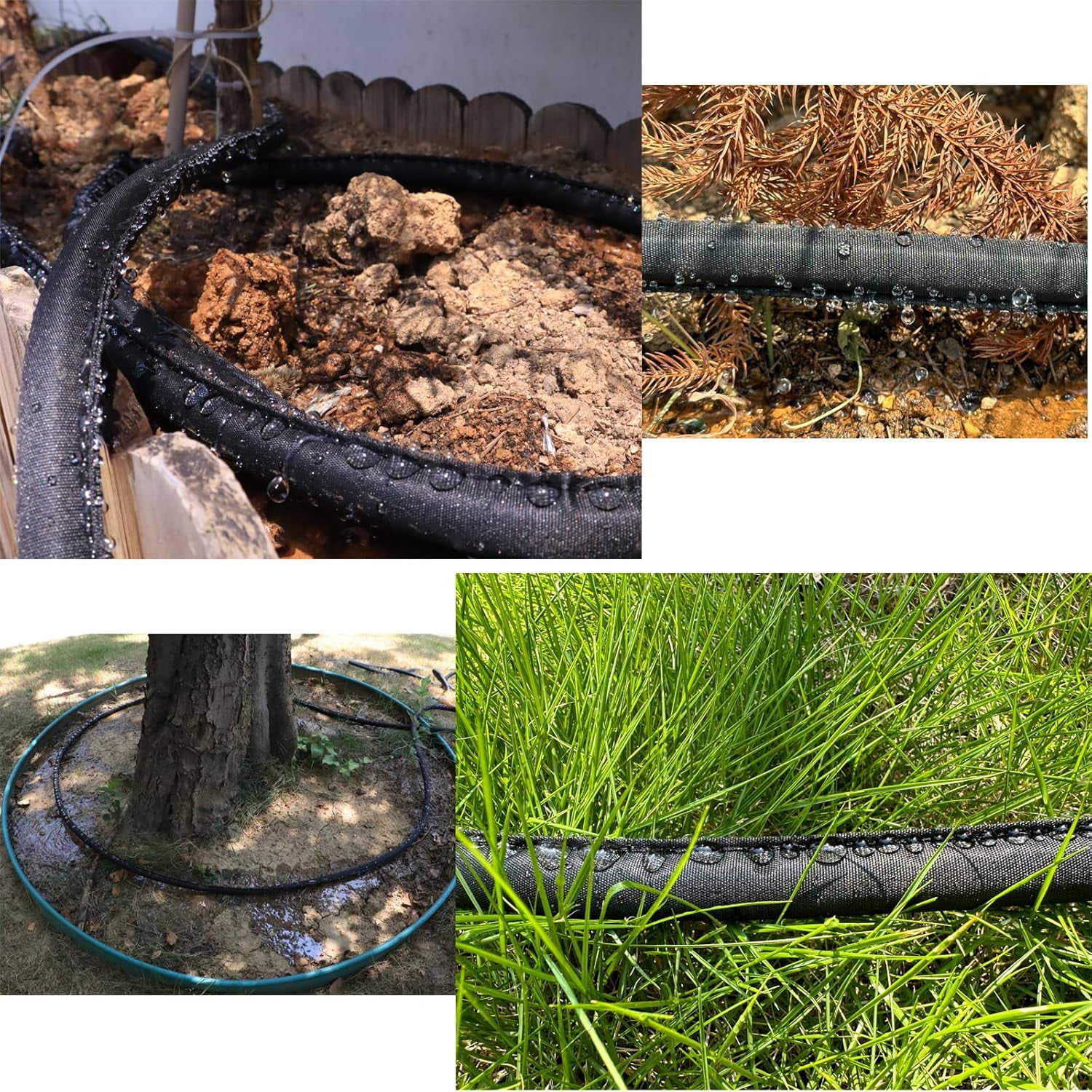 Garden Flat Soaker Hose 60 Ft for Garden Beds, Water Hose Linkable ...