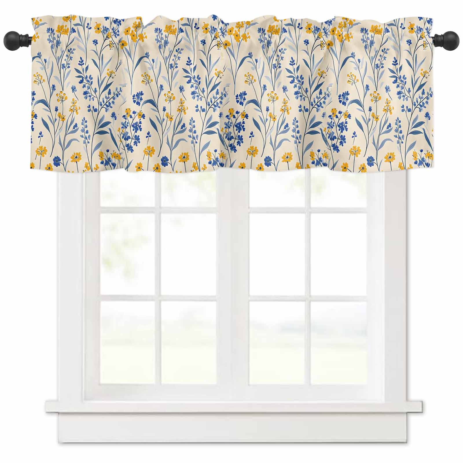 Garden Flora Illustrations Valances for Windows Farmhouse Kitchen ...