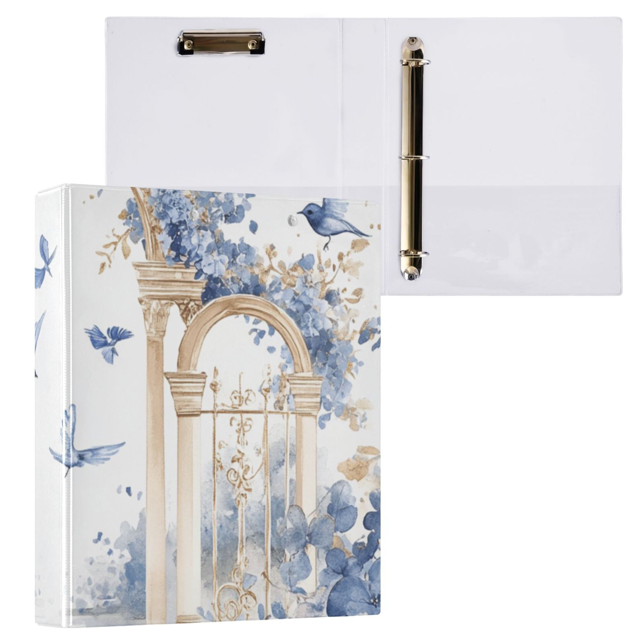 Garden Floral Birds 3 Ring Binders 1.5 inch Hardcover File Folders with ...