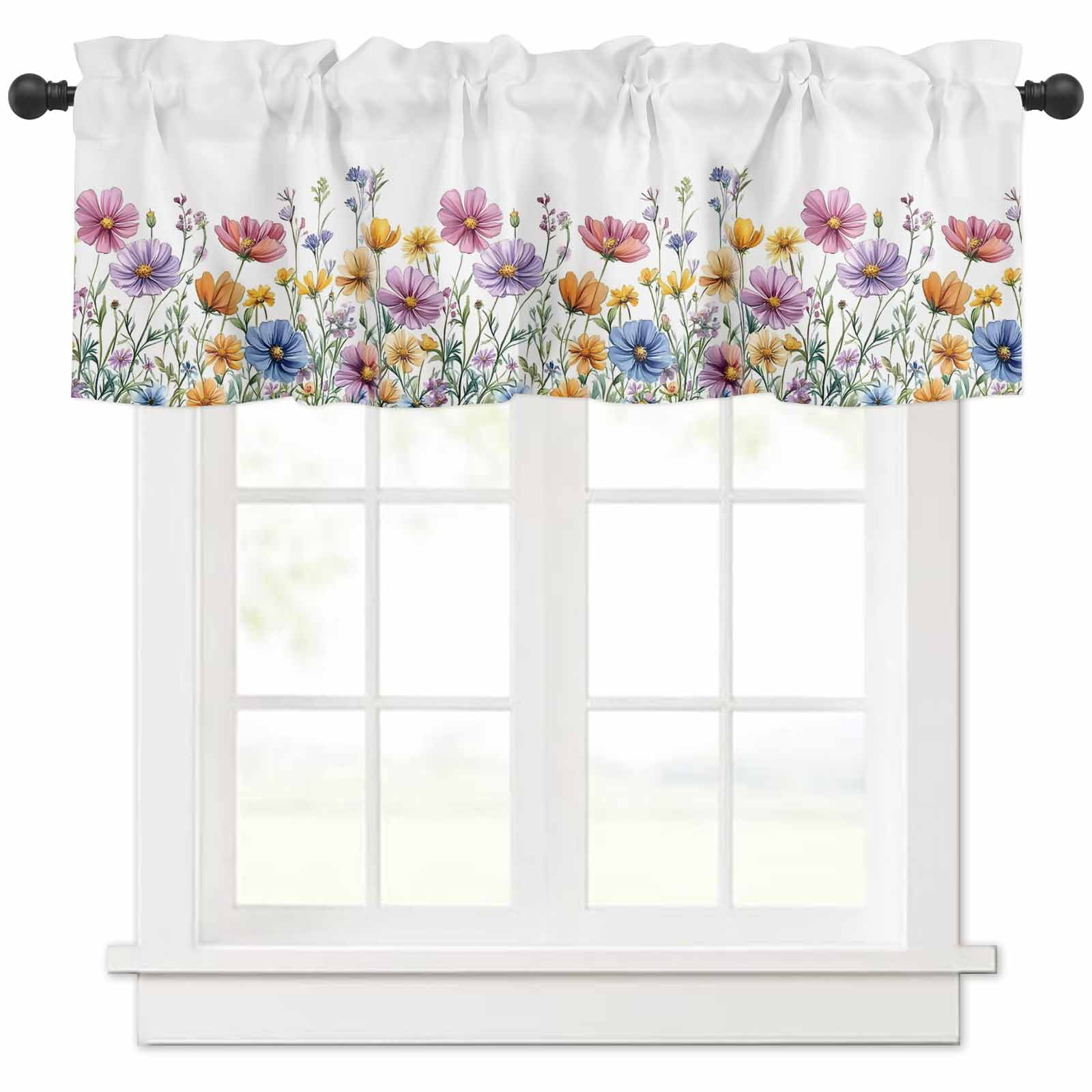 Garden Floral Blooms Valances for Windows Farmhouse Kitchen Curtains ...