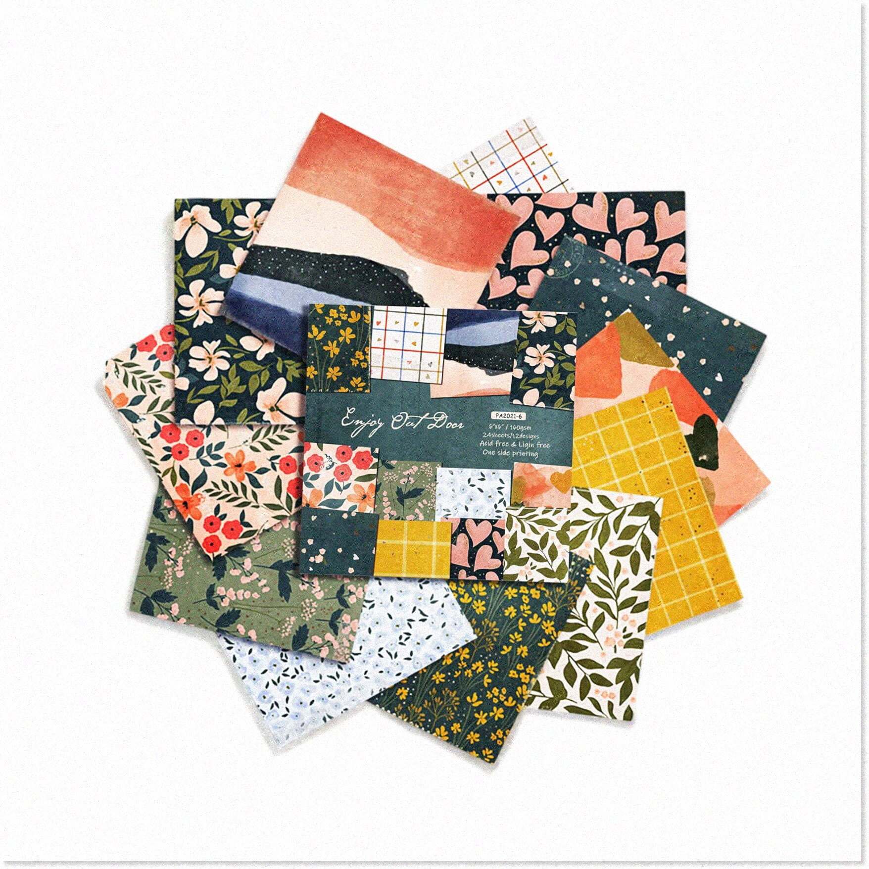 Garden Floral Patterned Paper Pad - 6"X6" - Decorative Cardstock for ...