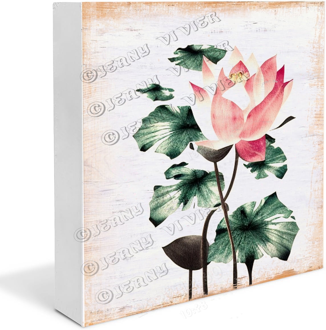 Garden Flower Lotus Decor Lotus Gifts Wood Box Signs Floral Decor ...