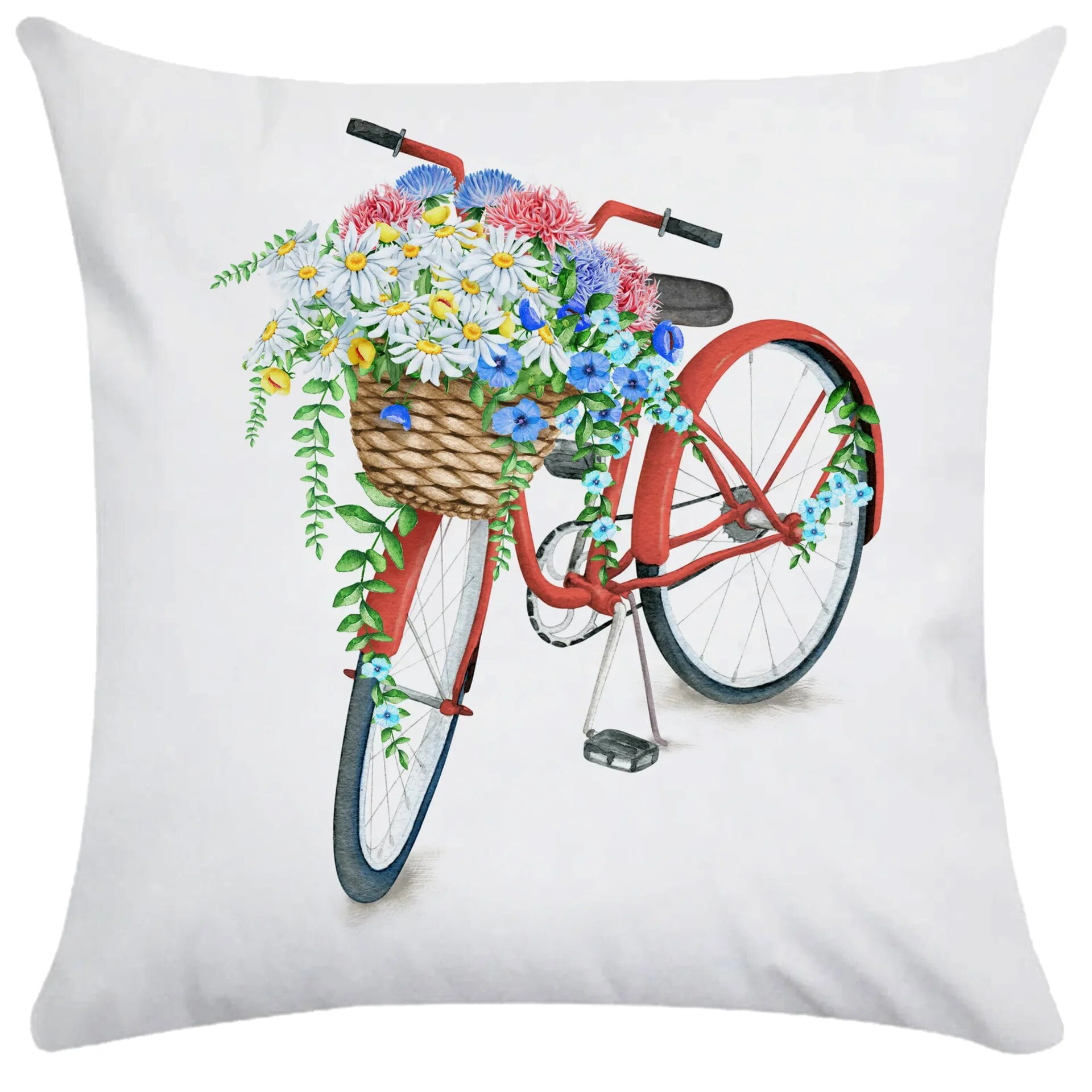 Garden Flower Pillowcase Bicycle Soft Throw for Living Room Bedroom Sofa Bed Chair Aesthetics ...