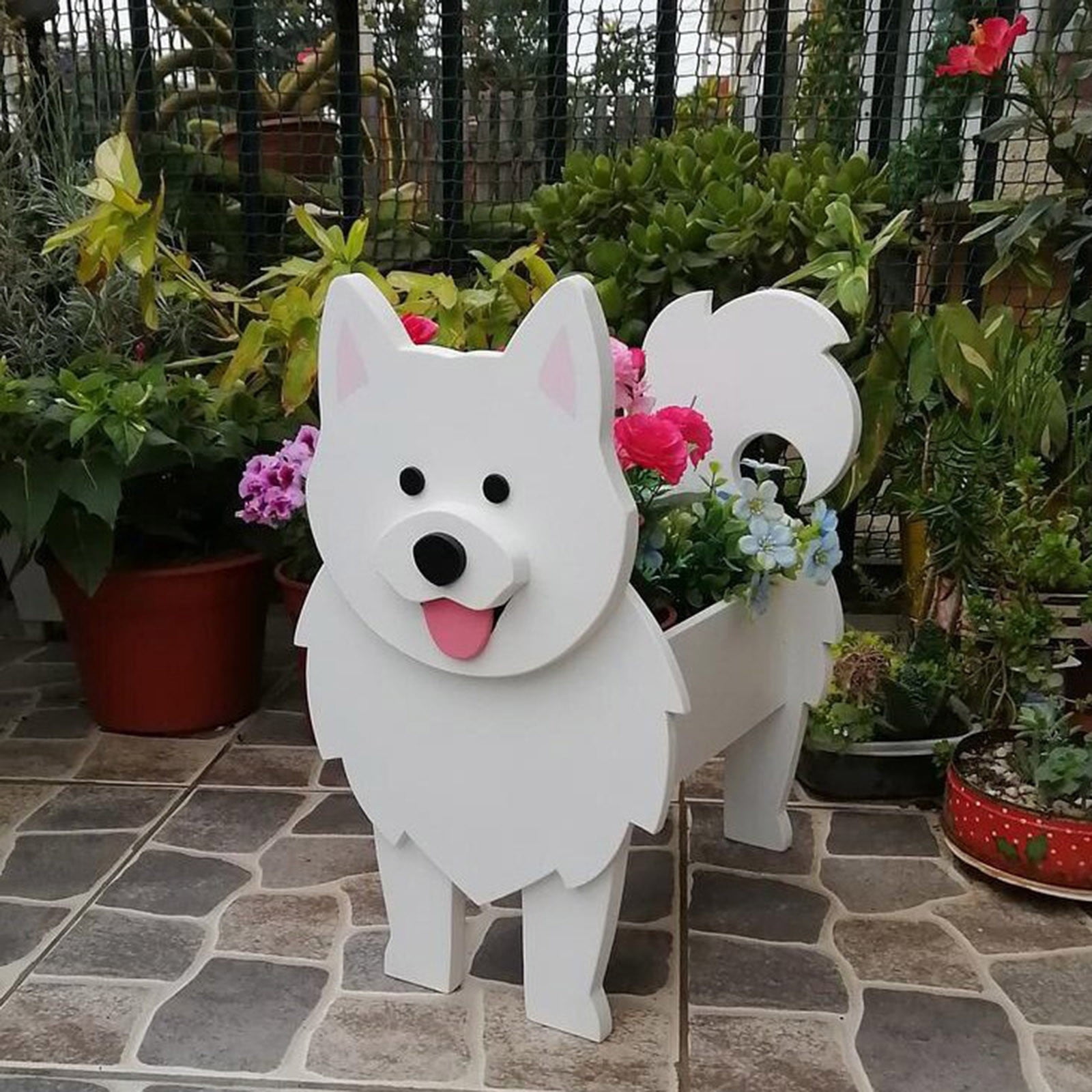 IOPQO 8” x 8” x 7” Dog-Shaped Flower Pot for Succulents with Cute ...