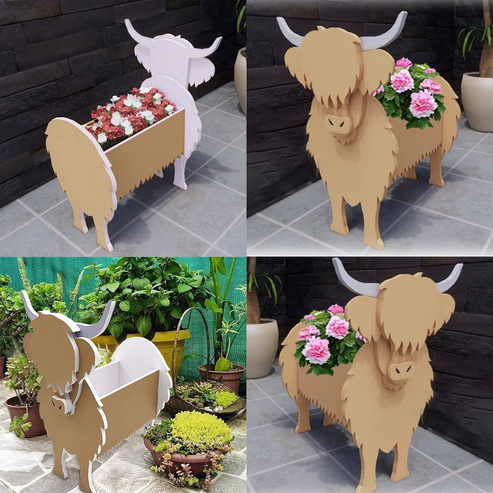 Garden Flower Pot Dog Yak Cow Cute Animal Flower Pot Flower Pot Dog ...