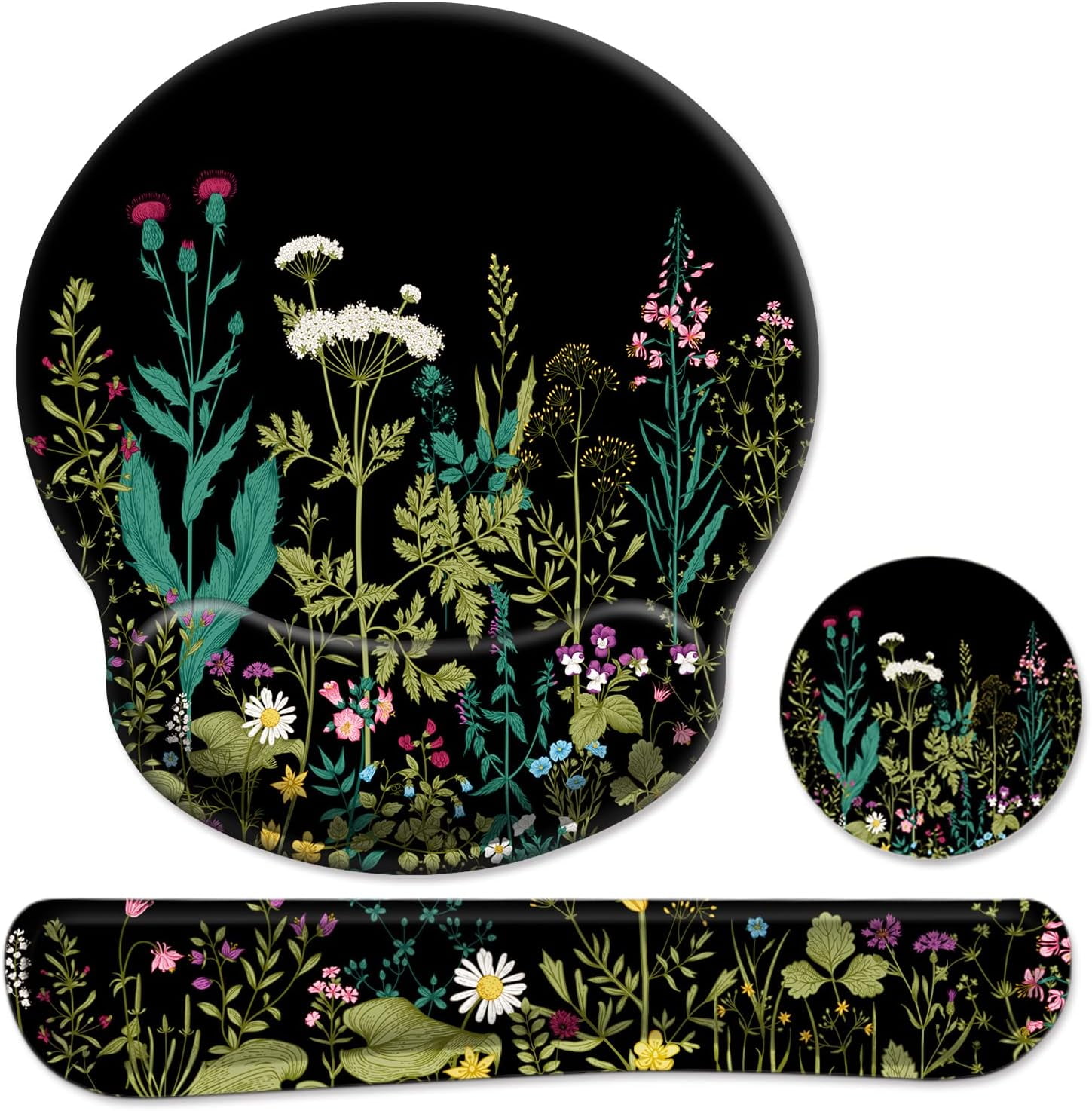 Garden Flowers 3-in-1 Ergonomic Mouse Pad with Wrist Support and ...