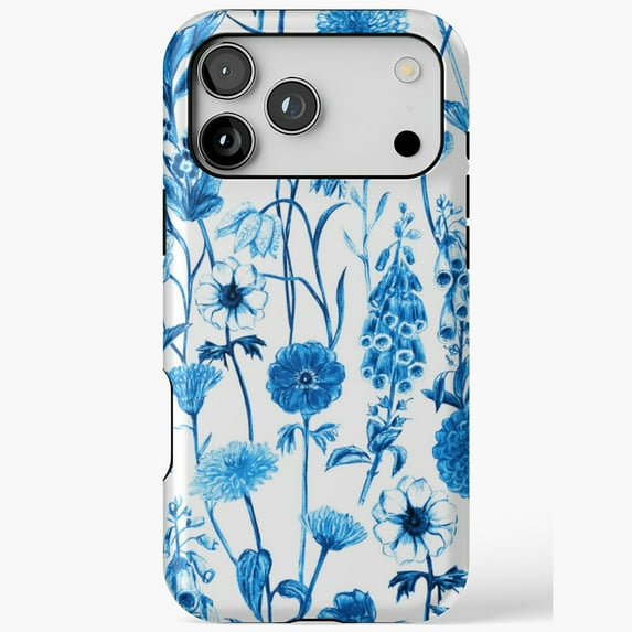 Garden Flowers In Blue Pattern Design iPhone Case 11 to 17 Pro Max ...