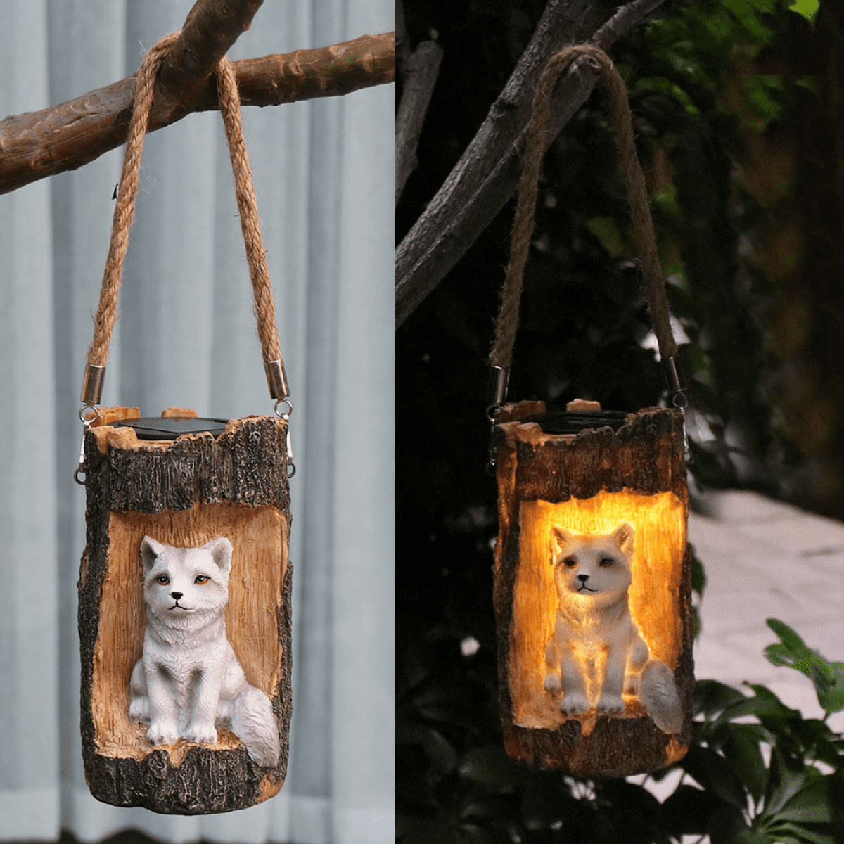 Garden Fox Figurines Solar Lights Outdoor Decorative Resin LED Lights ...