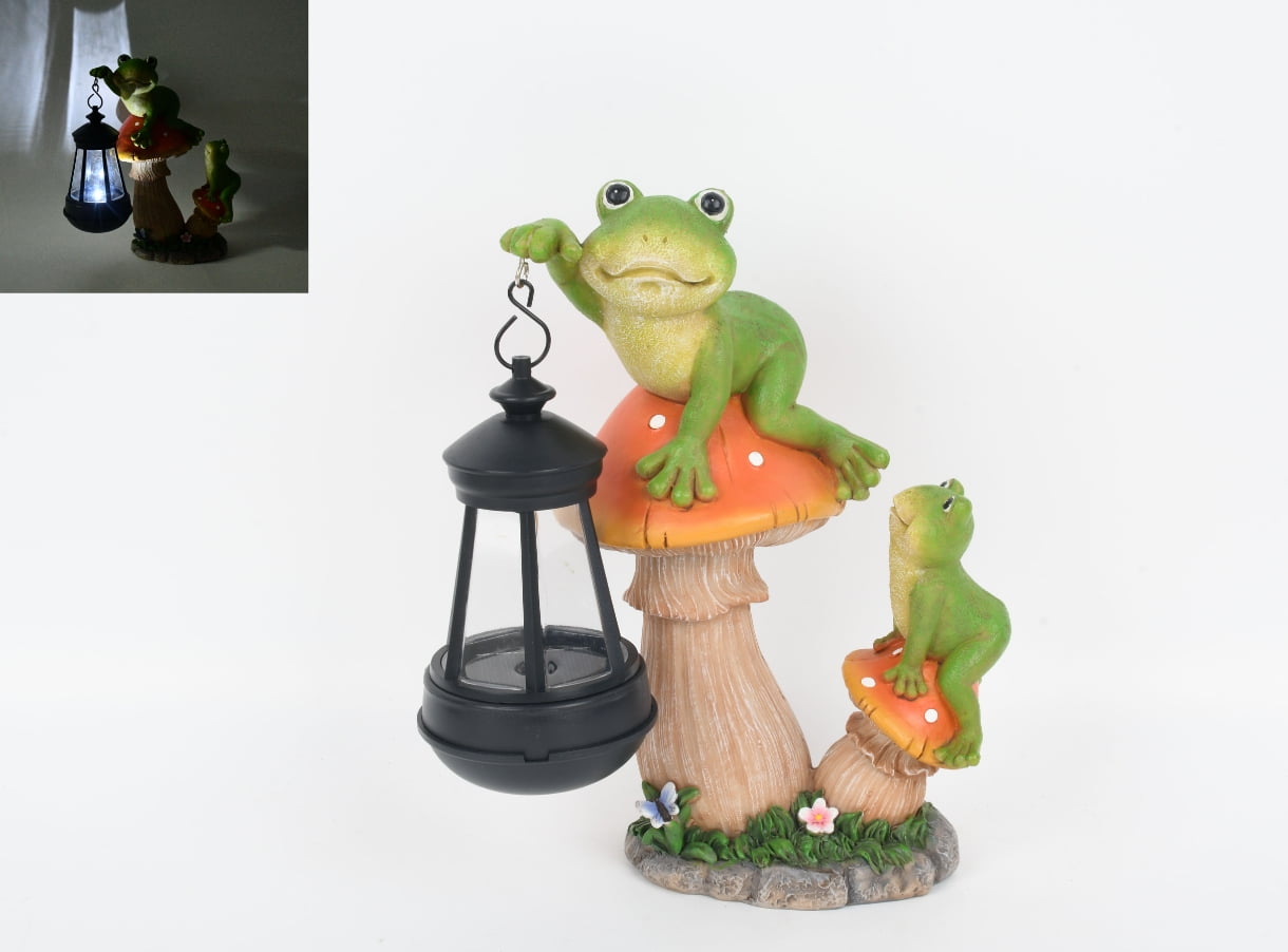 Garden Frog Decorative Mushroom Kit, Frog Statue Handheld Solar Light ...