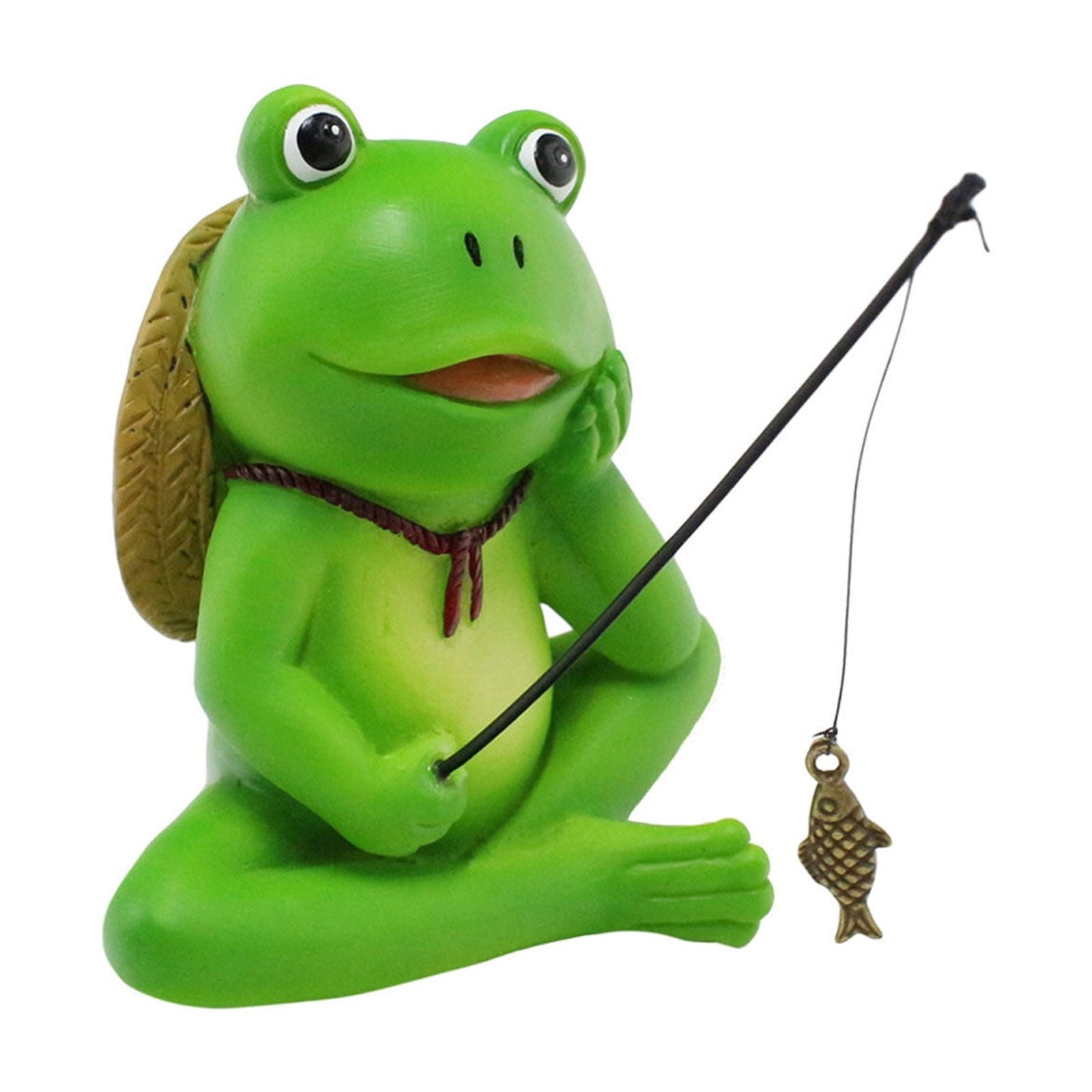 Garden Frog Pond Statue Decoration, Fishing Frog Garden Statue Outdoor ...