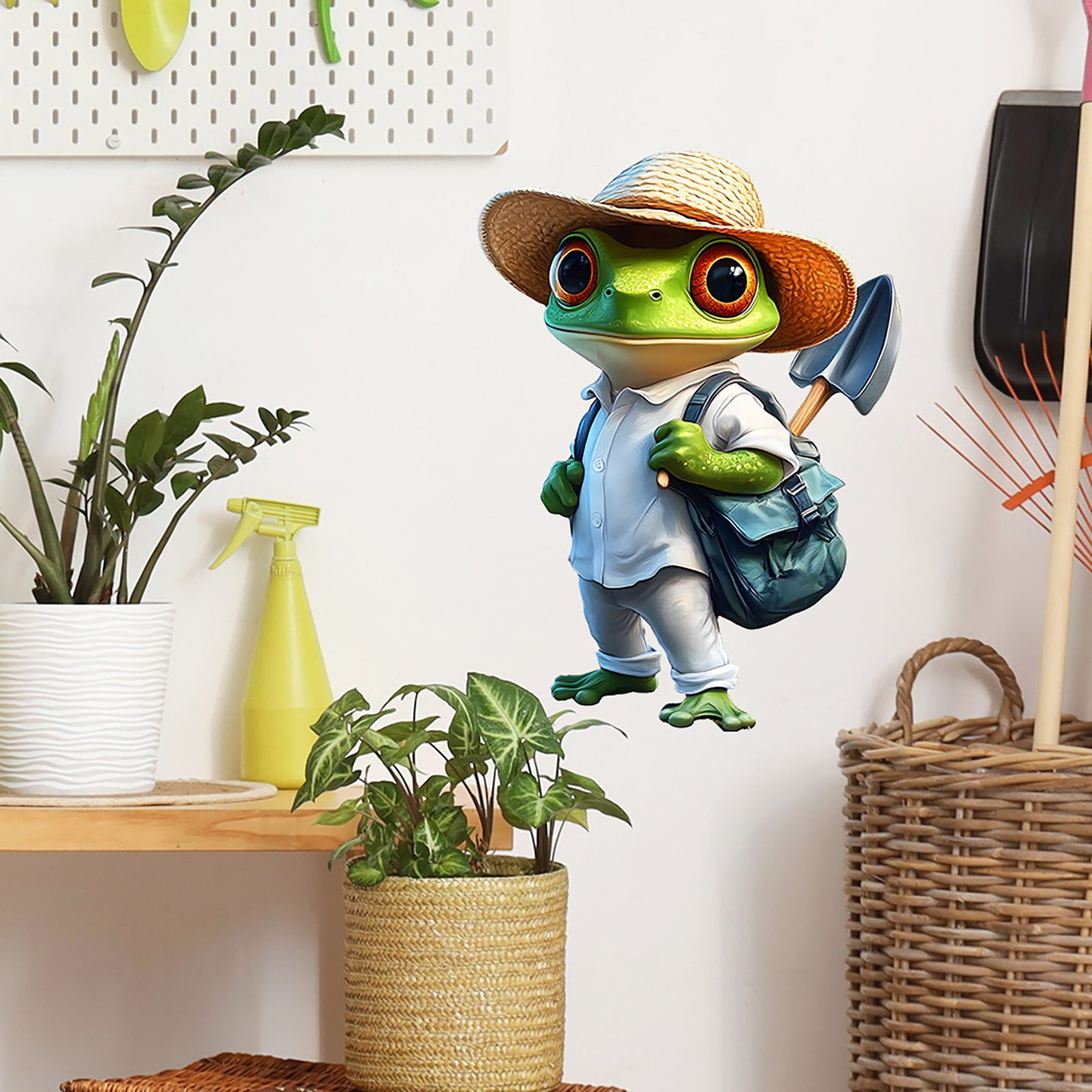 Garden Frog with Straw Hat and Backpack Wall Sticker ,Perfect for ...