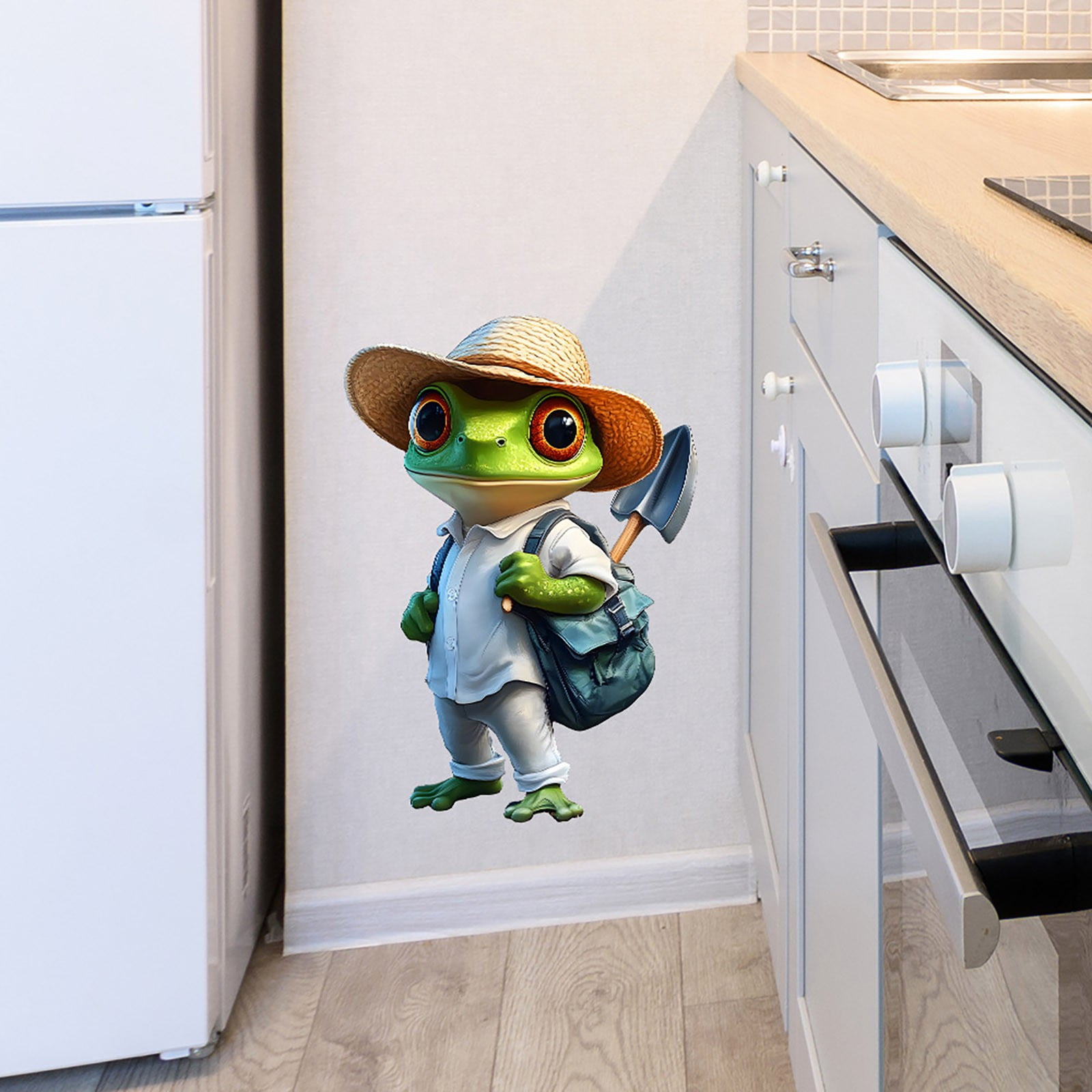 Garden Frog with Straw Hat and Backpack Wall Sticker ,Perfect for ...