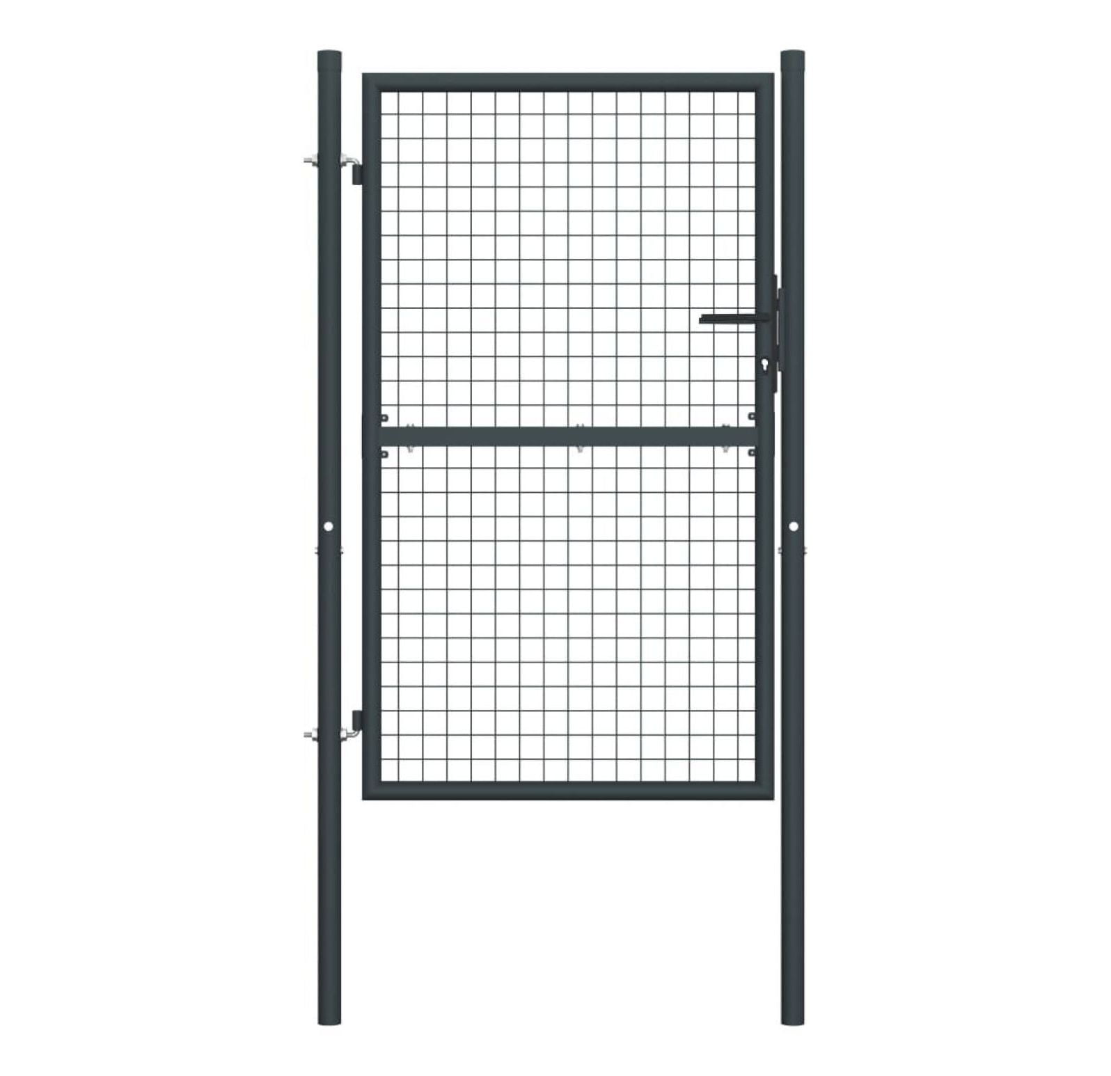 Garden Gate Mesh Galvanized Steel 39.4"x78.7" Gray - Outdoor Fence Gate ...