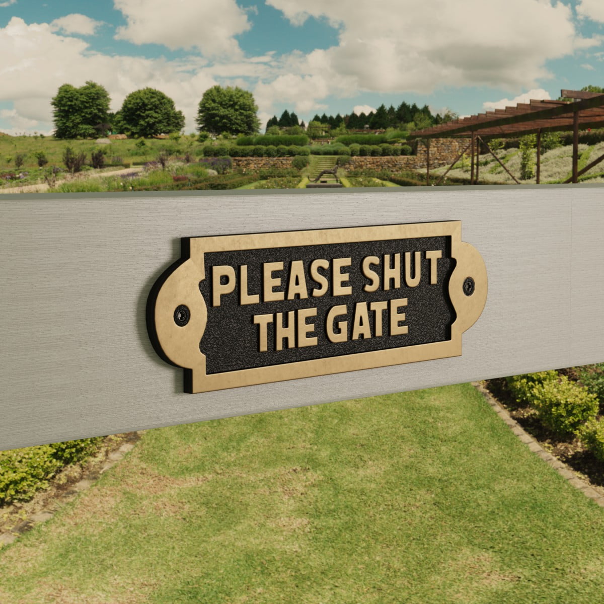 Garden Gate Sign Please Shut Gate Warning Courtesy Privacy Plaque ...