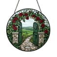 Garden Gate and Rose Arch Stained Glass Style Suncatcher – Window Decor ...