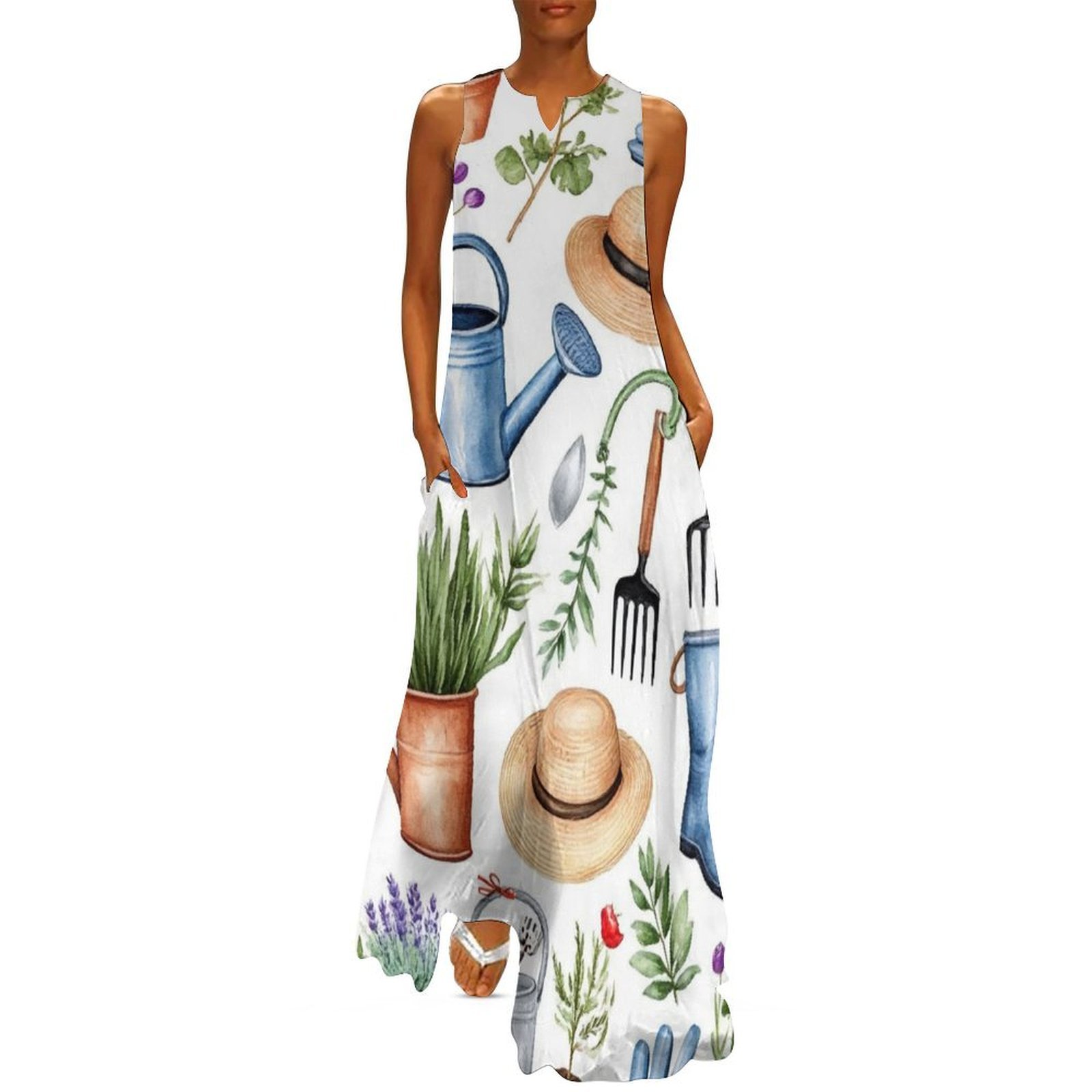 Garden Gear-Spring Gardening Pattern Long Dress dress women summer ...