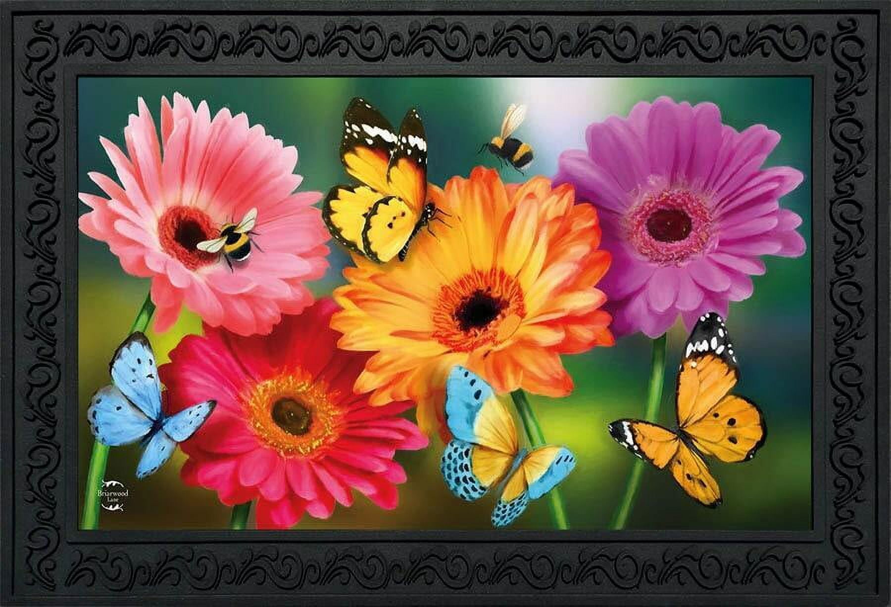 Garden Gerber Daisies Spring Doormat Indoor Outdoor 18" x 30" Briarwood ...