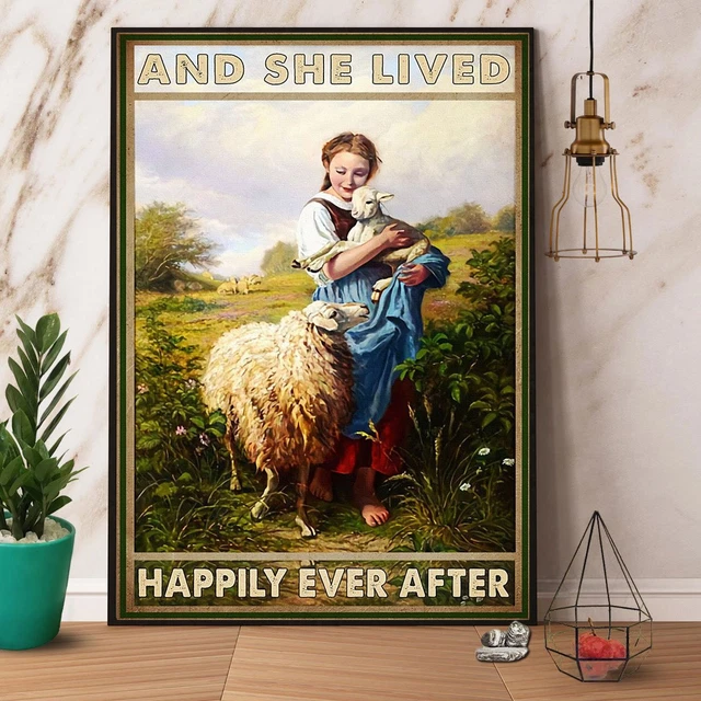 Garden Girl With Cute Sheep She Lived Happily Ever After Happy Time ...