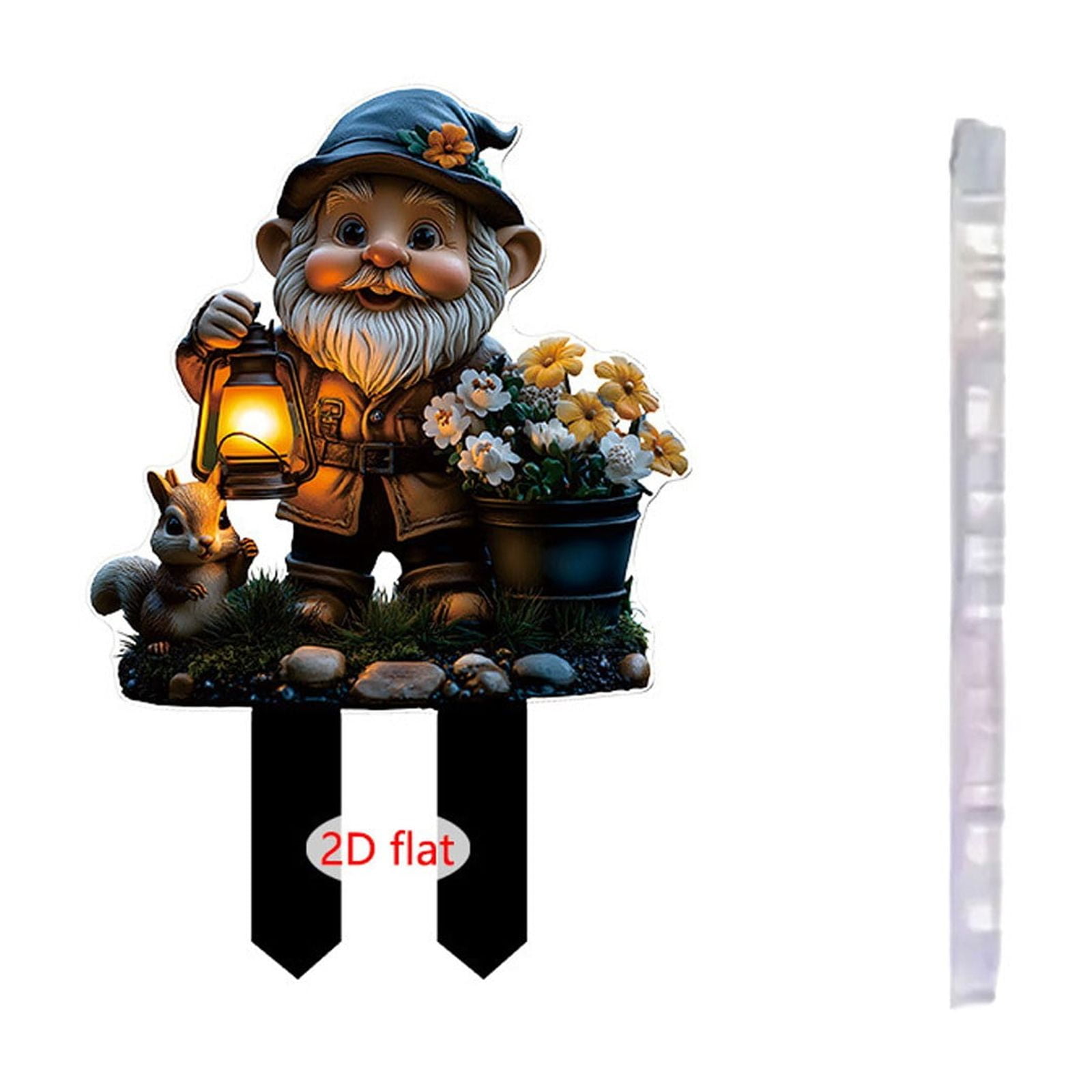Garden Gnome Ground Stake Model B 2D Acrylic Lawn Ornament Outdoor ...