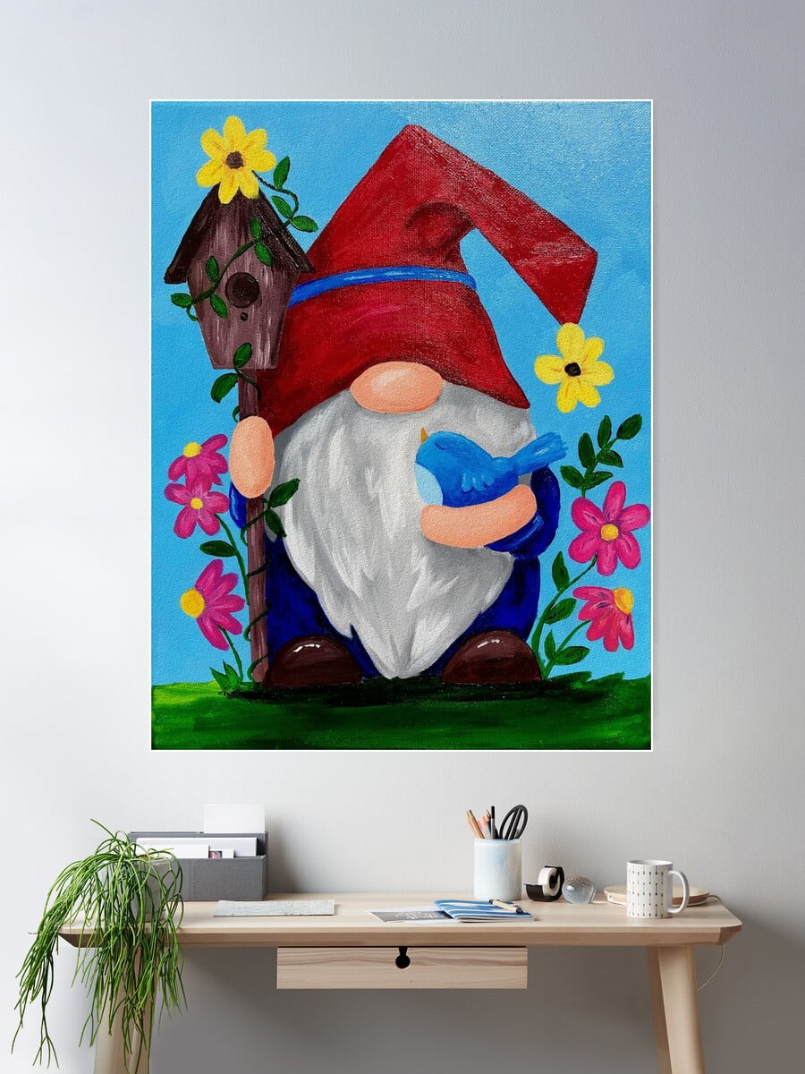 Garden Gnome Poster Wall Art, Modern Wall Decor For Living Room Bedroom ...