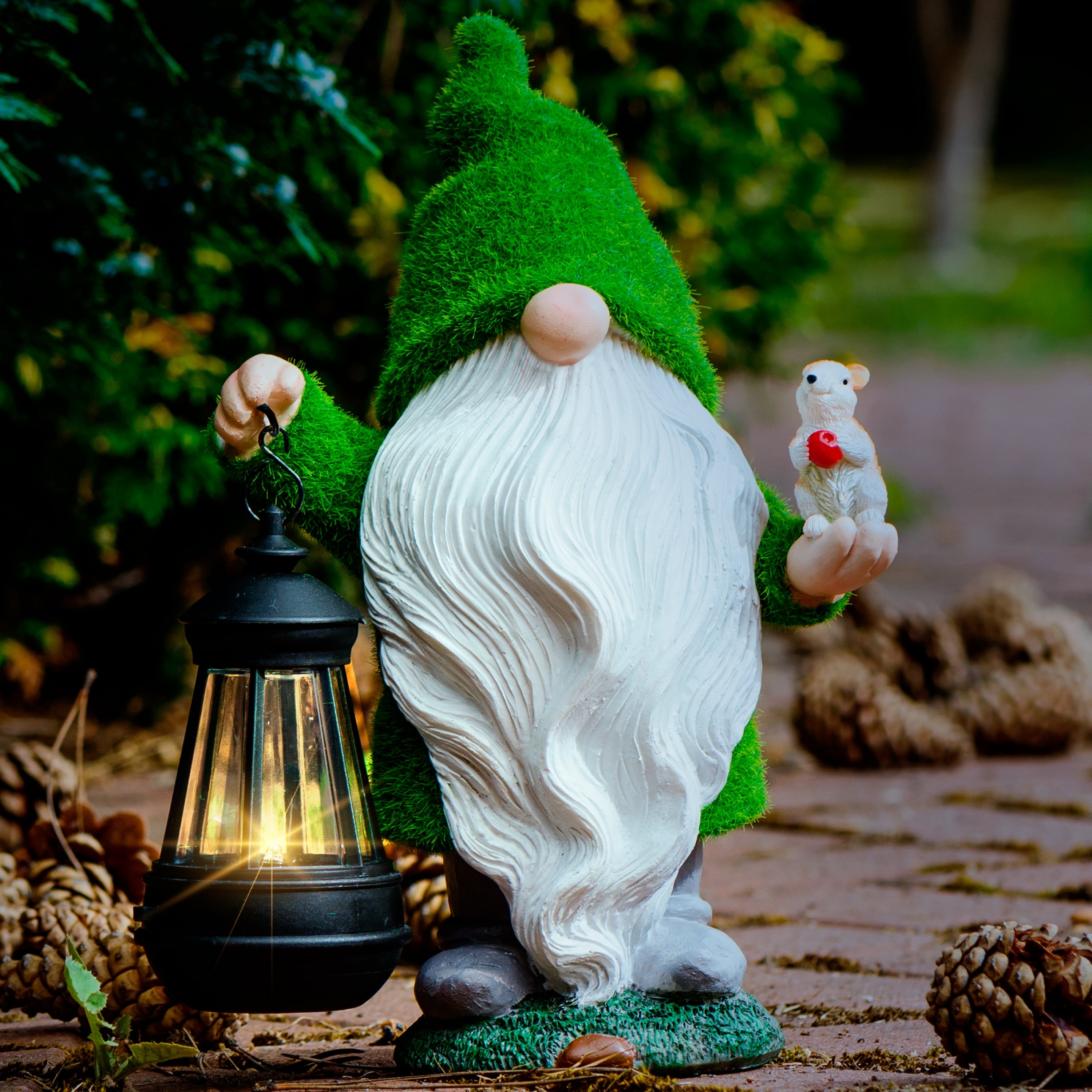 Garden Gnome with Squirrel 11.8, Gnomes with Solar Lantern, Garden ...