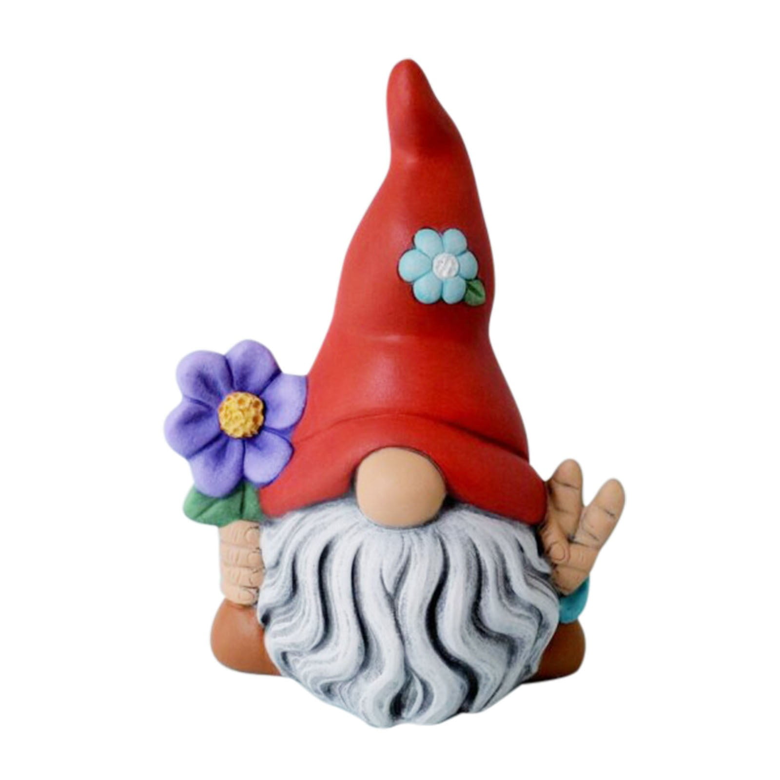 Garden Gnome Statue Outdoor Decor Large Flocked Resin Gnome Figurine ...