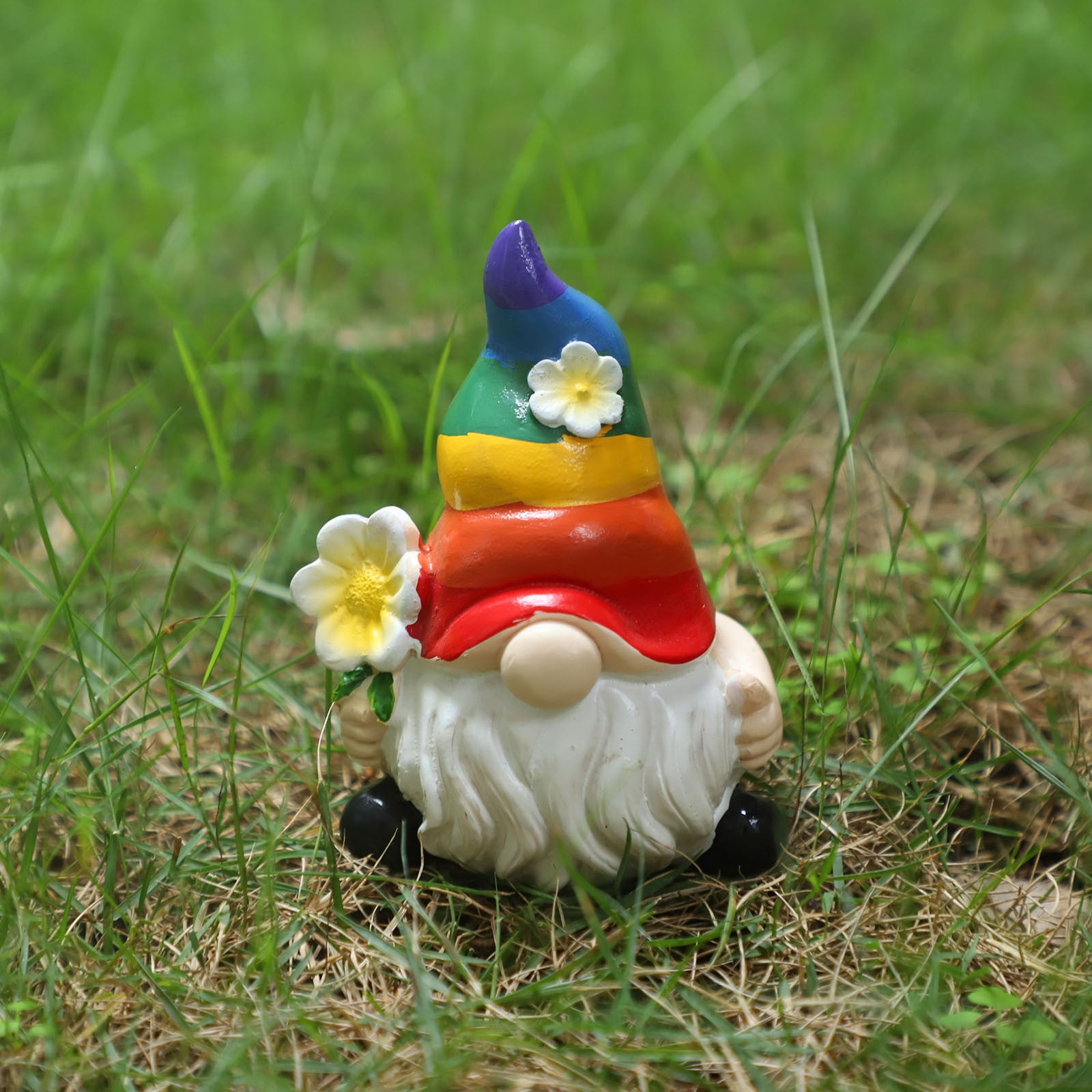 Garden Gnome Statue Outdoor Decor Large Flocked Resin Gnome Figurine ...