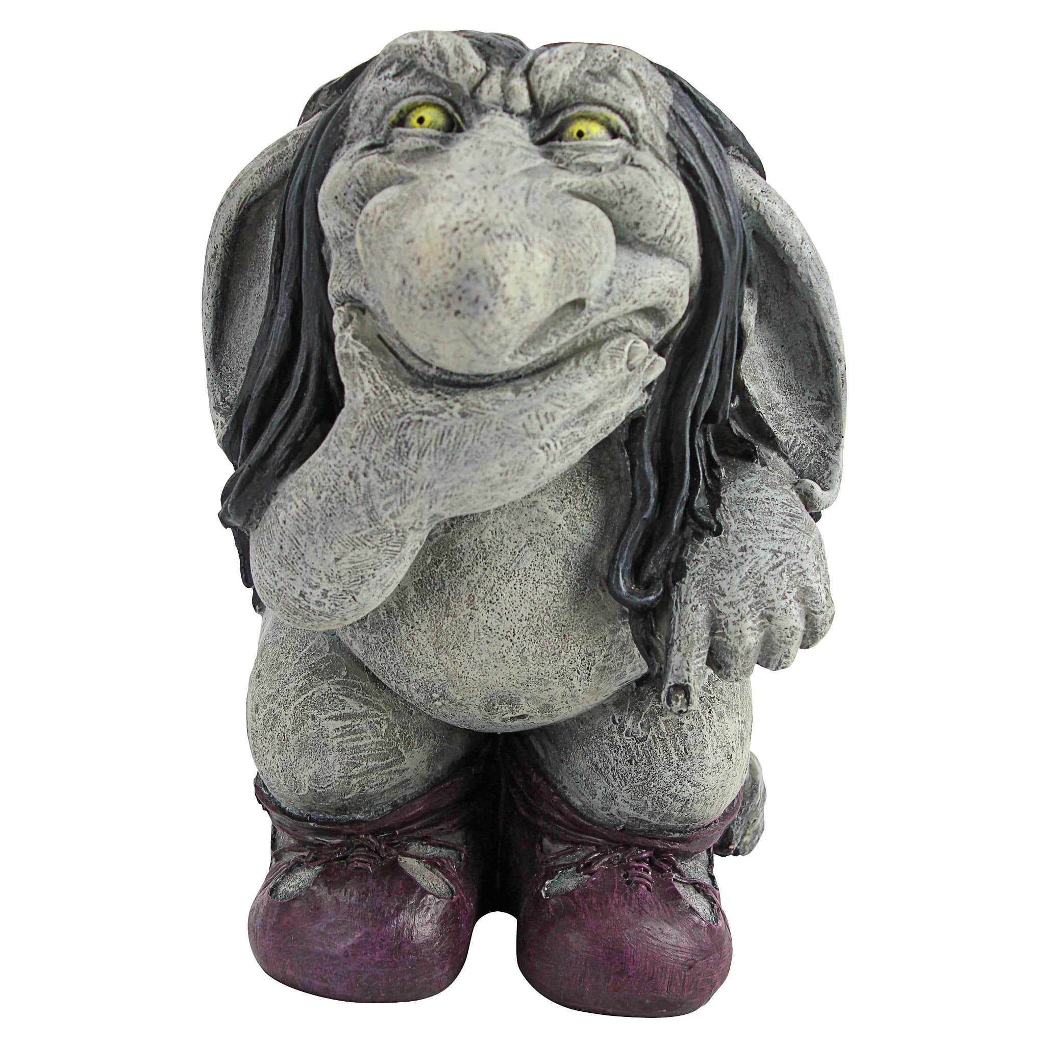 Garden Gnome Statue -Pondering Sylvester the Cynical Gnome Troll - Lawn ...
