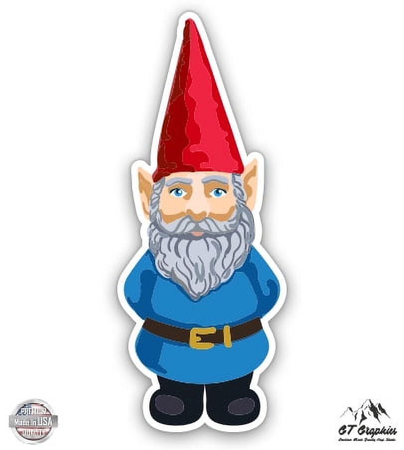 Garden Gnome with Hat - 5" Vinyl Sticker - For Car Laptop I-Pad ...