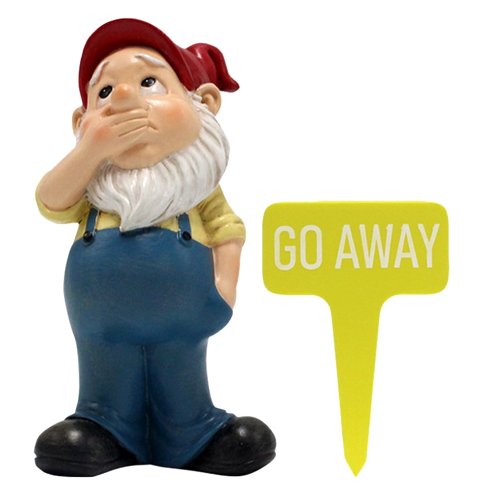 Garden Gnome with Label Yard Gnome Decor Garden Label Stake Garden ...