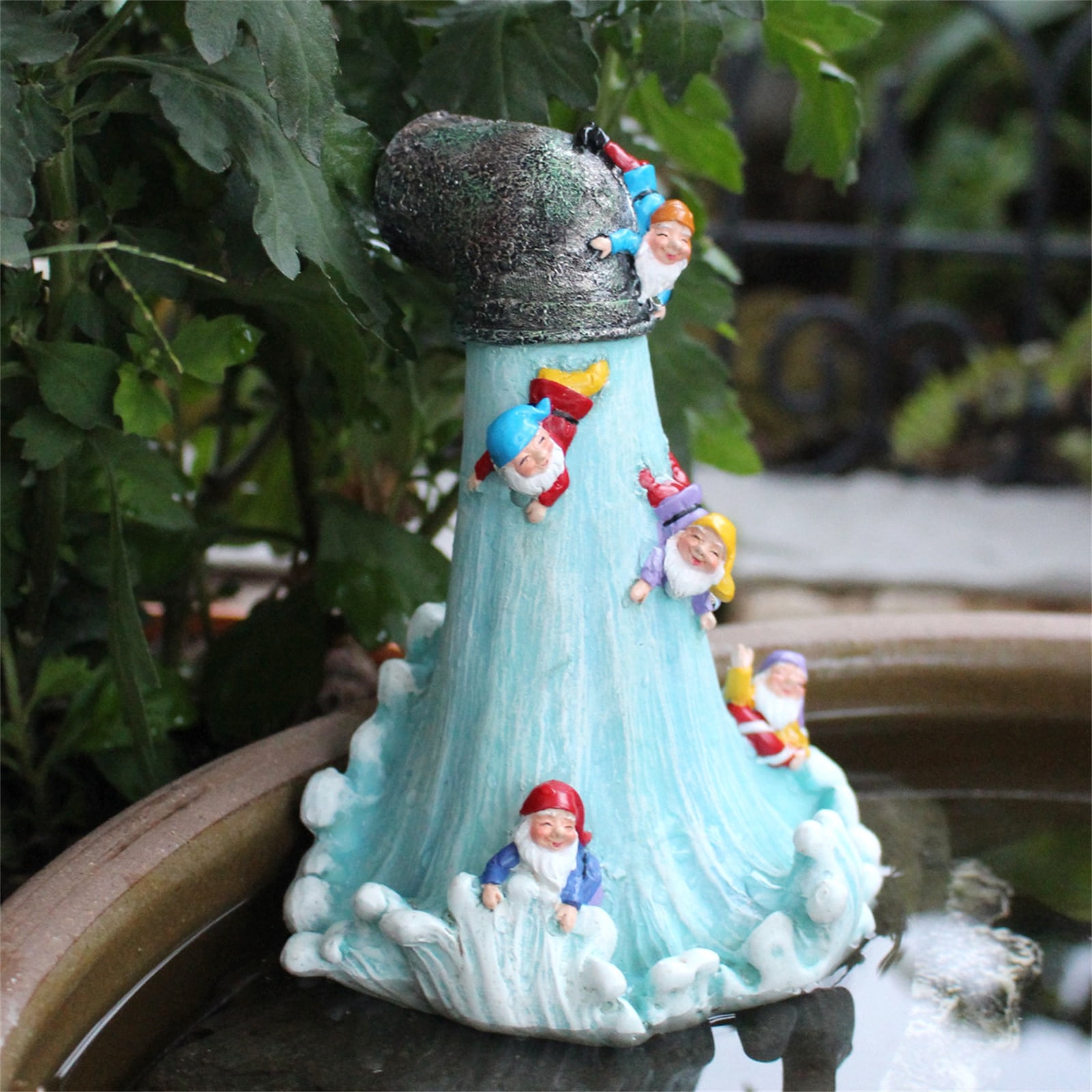 Garden Gnomes Statue,Resin Fake Floating Waterfall Figurines Statue ...