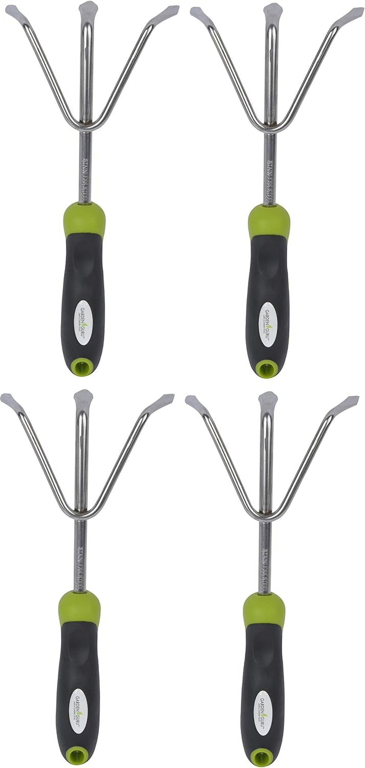 Garden Guru Hand Cultivator - Stainless Steel Hand Rake Soil Tiller ...