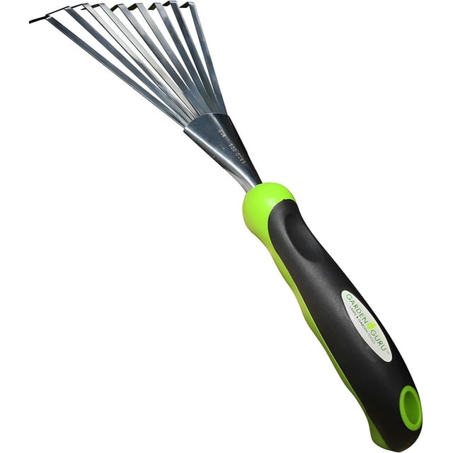 Garden Guru Stainless Steel Hand Rake Soil Tiller With Ergonomic Handle ...