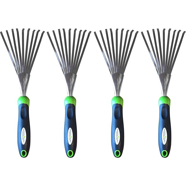 Garden Guru Stainless Steel Hand Rake Soil Tiller with Ergonomic Handle ...