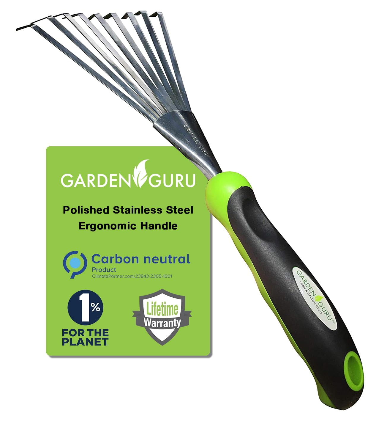 Garden Guru Stainless Steel Hand Rake Soil Tiller with Ergonomic Handle ...