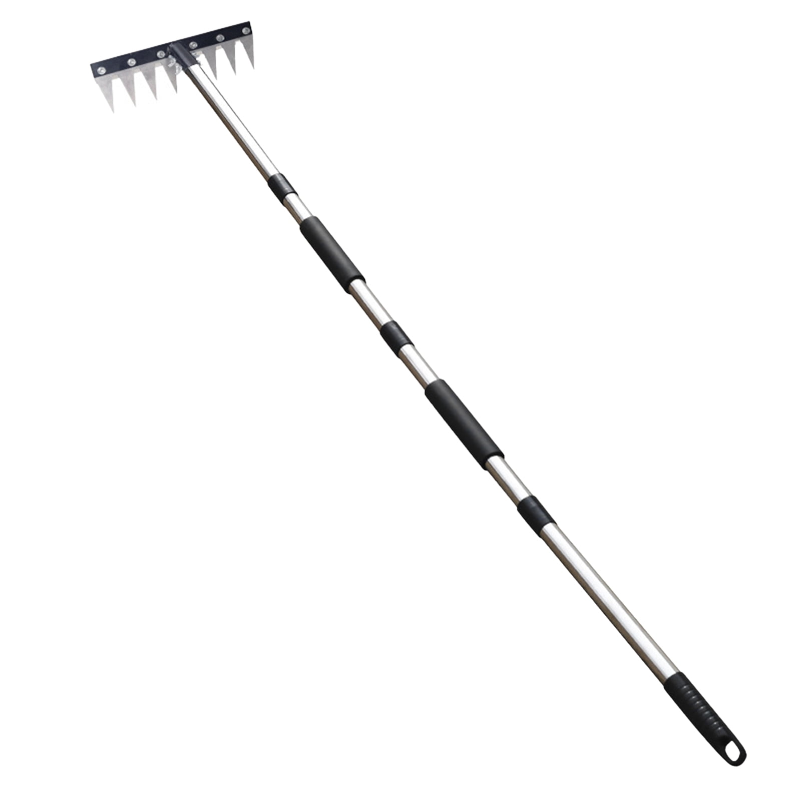 Garden Hand Rake Tool Steel, Adjustable 3/4 Handle Weeding Rake, 8-Tine ...